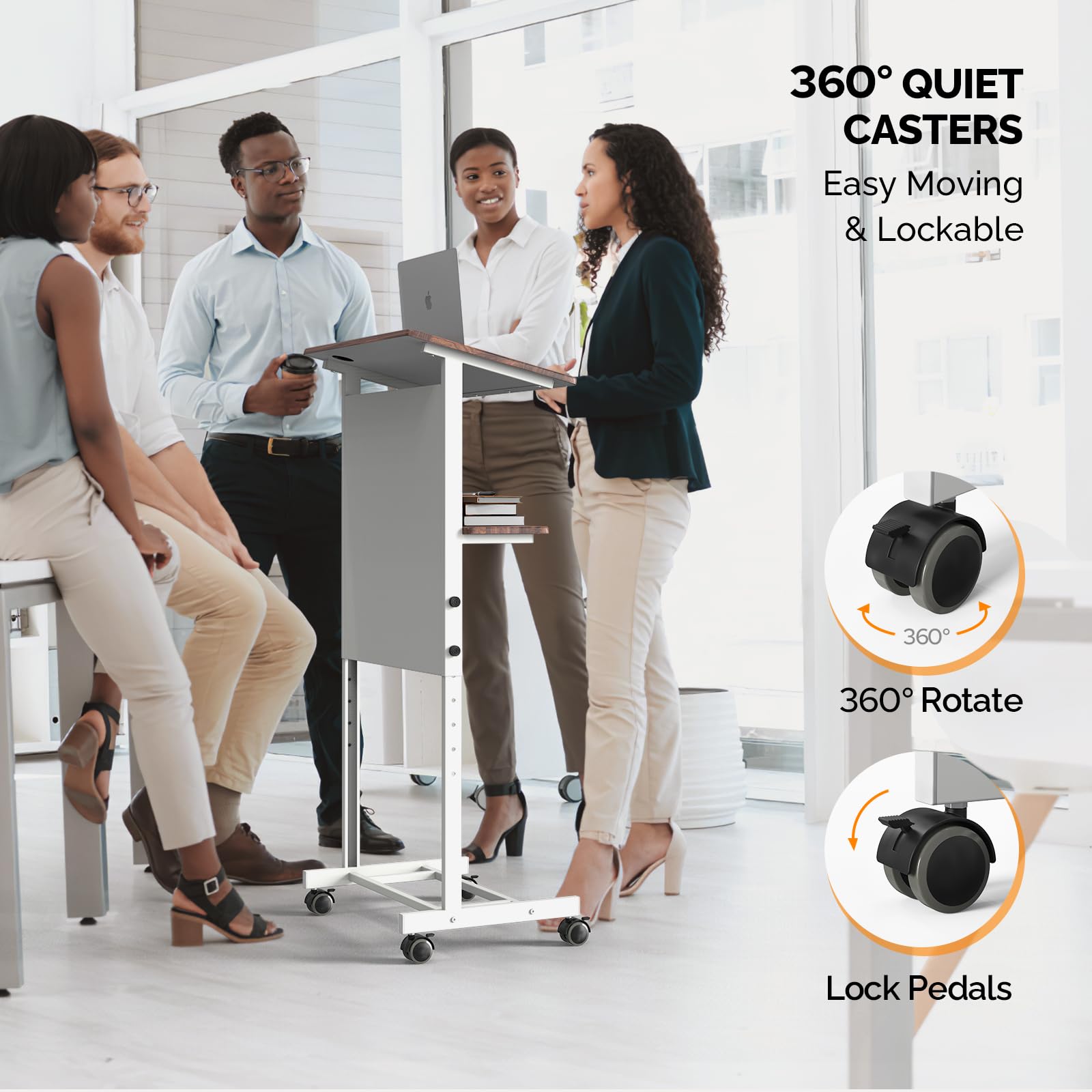 Lectern With Wheels Mobile Adjustable Lectern Podium With Wheels ...
