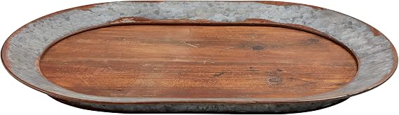 Amazon.com: Mud Pie Wood and Metal Oval Tray, 17" x 26", Brown: Home ...