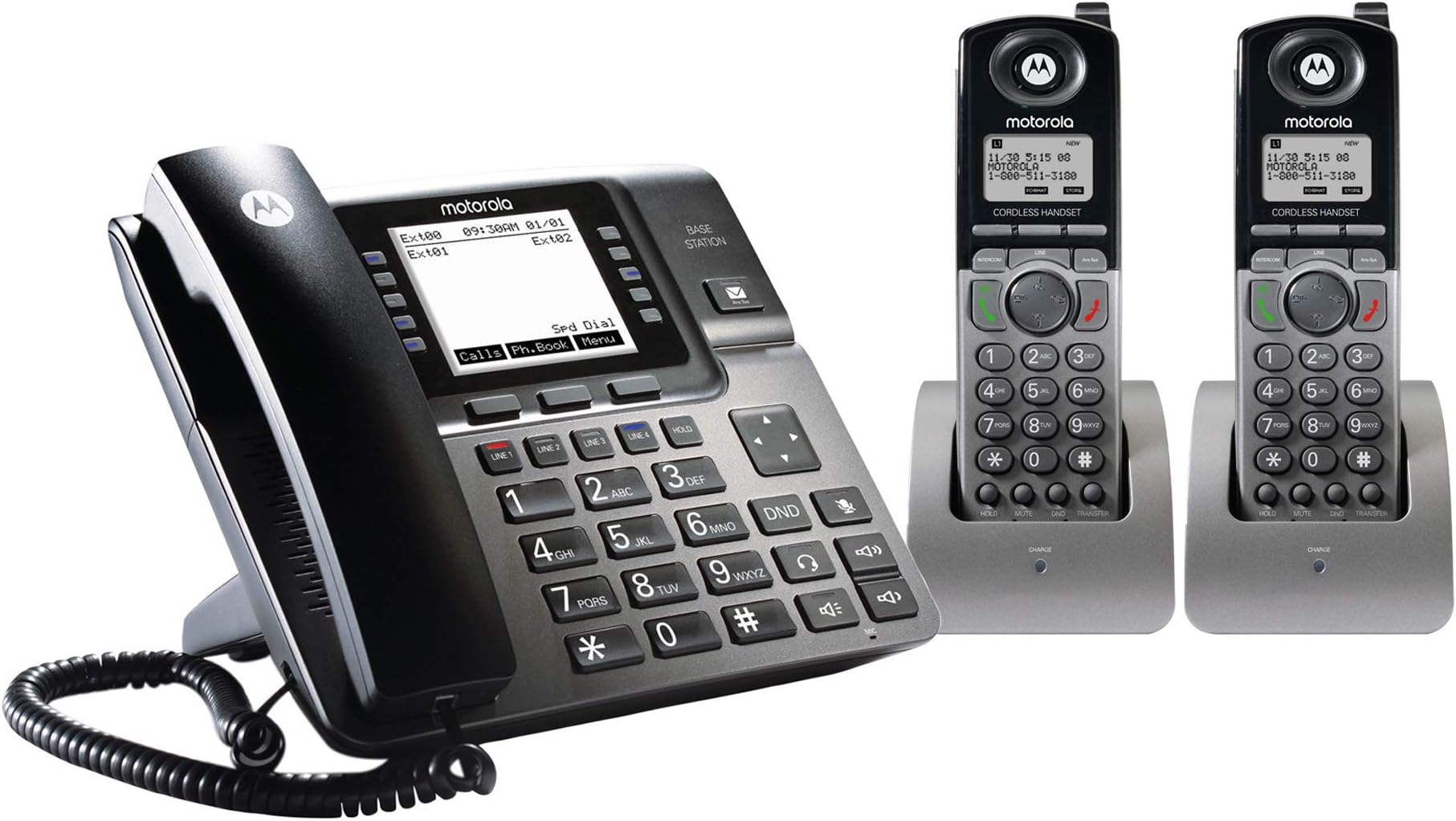 Amazon.com: Motorola 4 line Phone System Bundle, 2 Additional Cordless ...