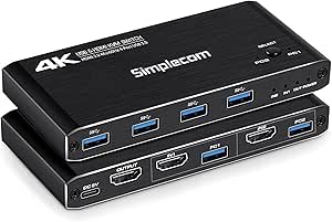 Simplecom KM420 2-Port HDMI KVM Switch HDMI 2.0 4K@60Hz 4-Port USB 3.0 ...
