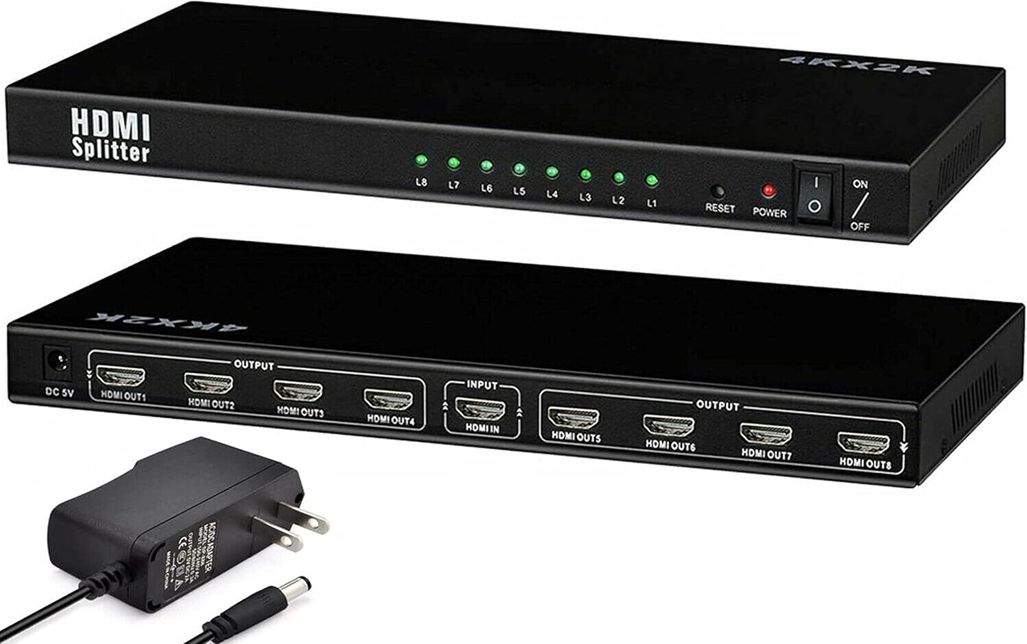 Amazon.com: FDBV hdmi splitter 1 in 8 out 4K, 8 Port Powered HDMI ...