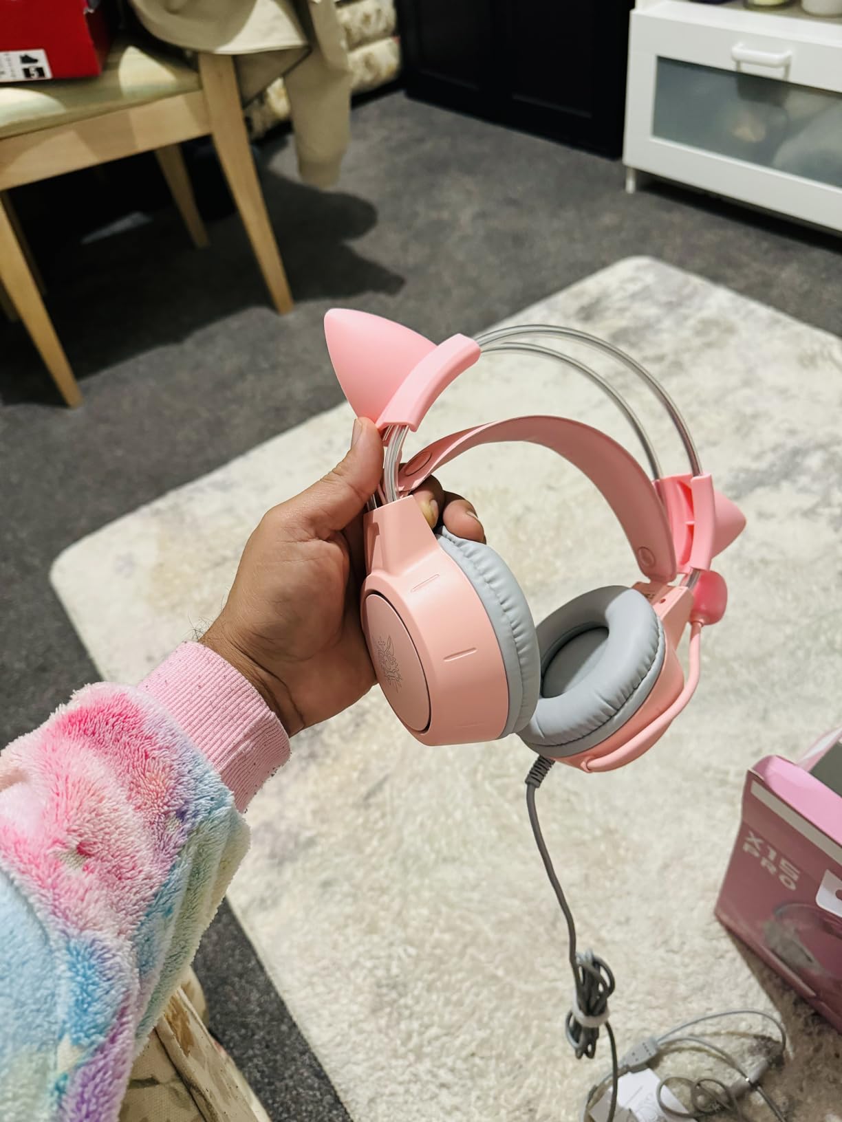 Lightweight Gaming Headsets with Removable Cat Ears,Gradient RGB Light ...
