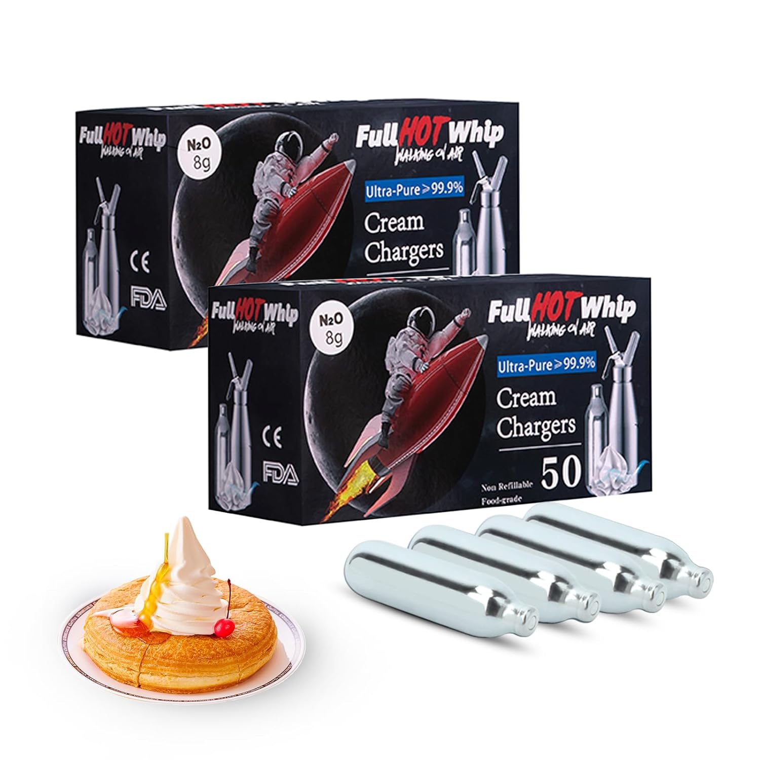 Buy FullhotWhip 8 Gram Whipped CO2 Soda Siphon Charger, 100-Pack Online ...