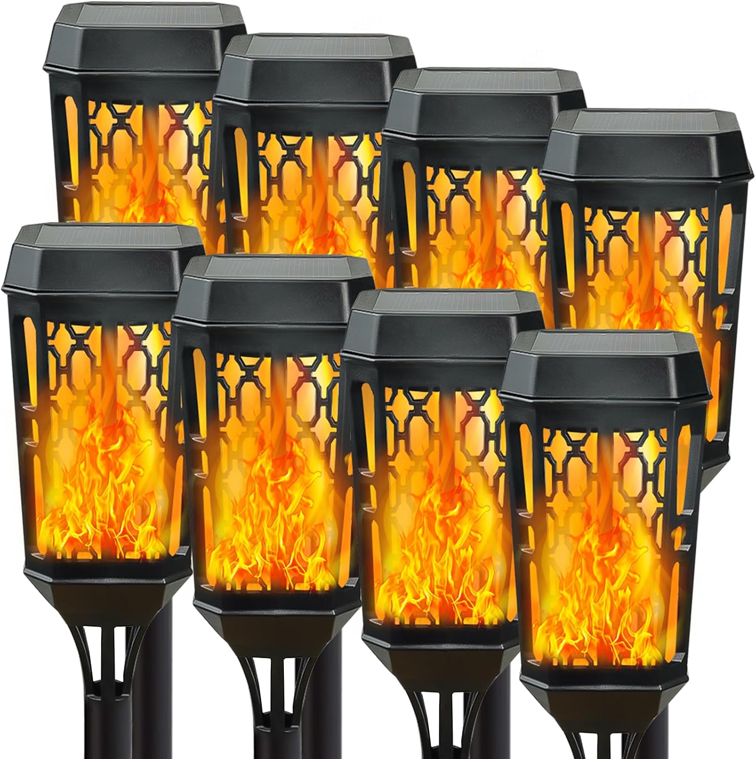 2024 New Version 8-Pack Solar Torch Light with Flickering Flame ...