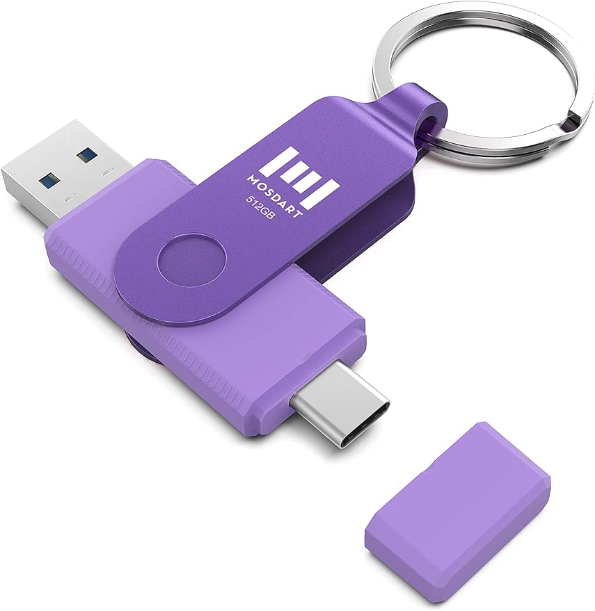 Amazon.com: MOSDART 512GB USB C Dual Flash Drive with Keychain - 2 in 1 ...