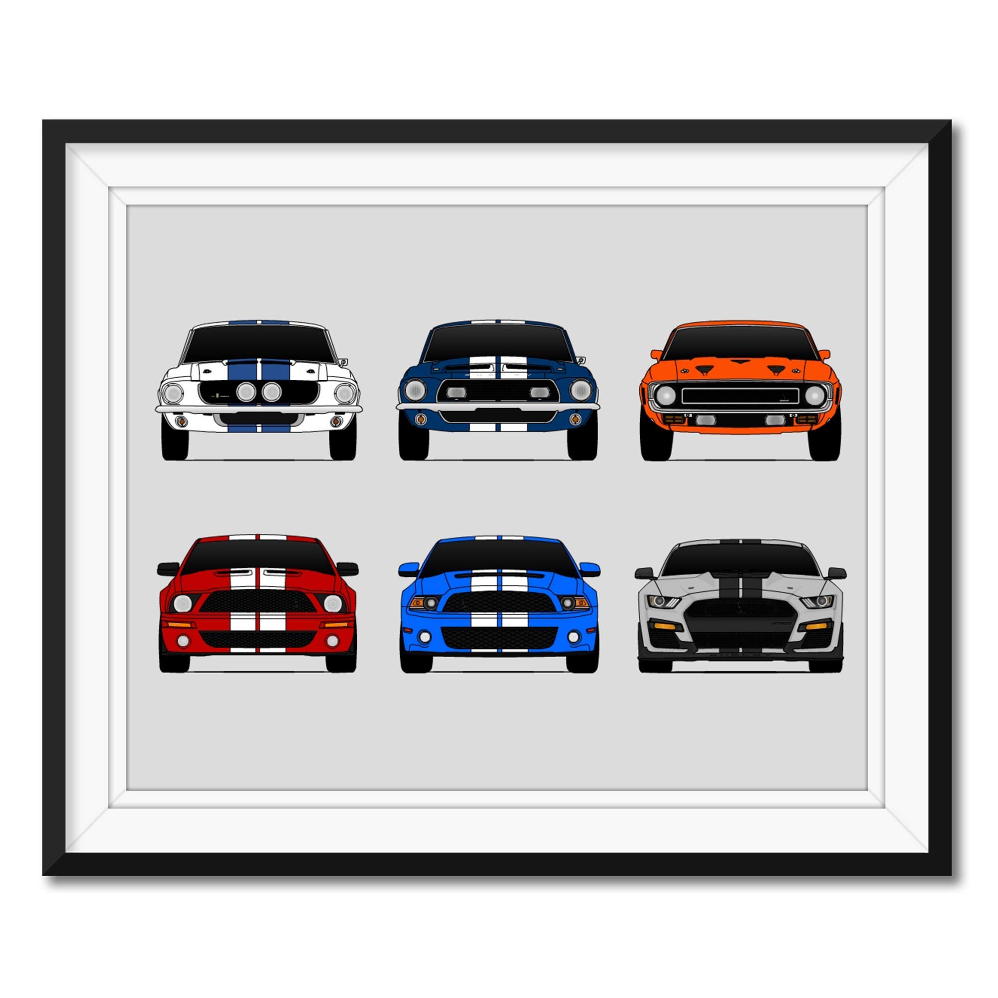 Shelby Mustang Gt500 Generations Inspired Car Poster Handmade Print ...