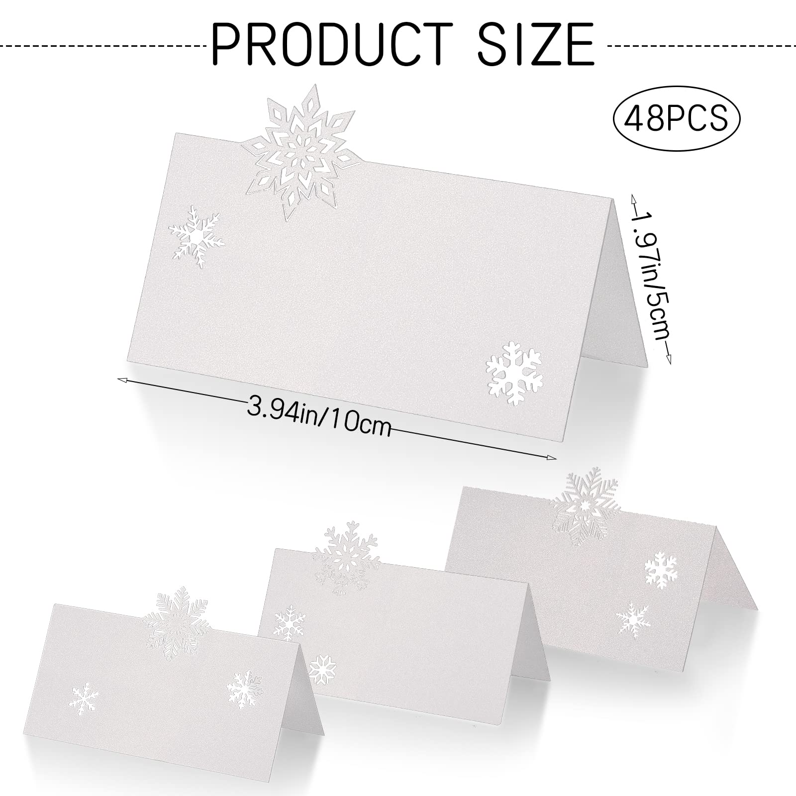 48 Pieces Christmas Snowflakes Place Cards 4 Design Table Name Cards ...