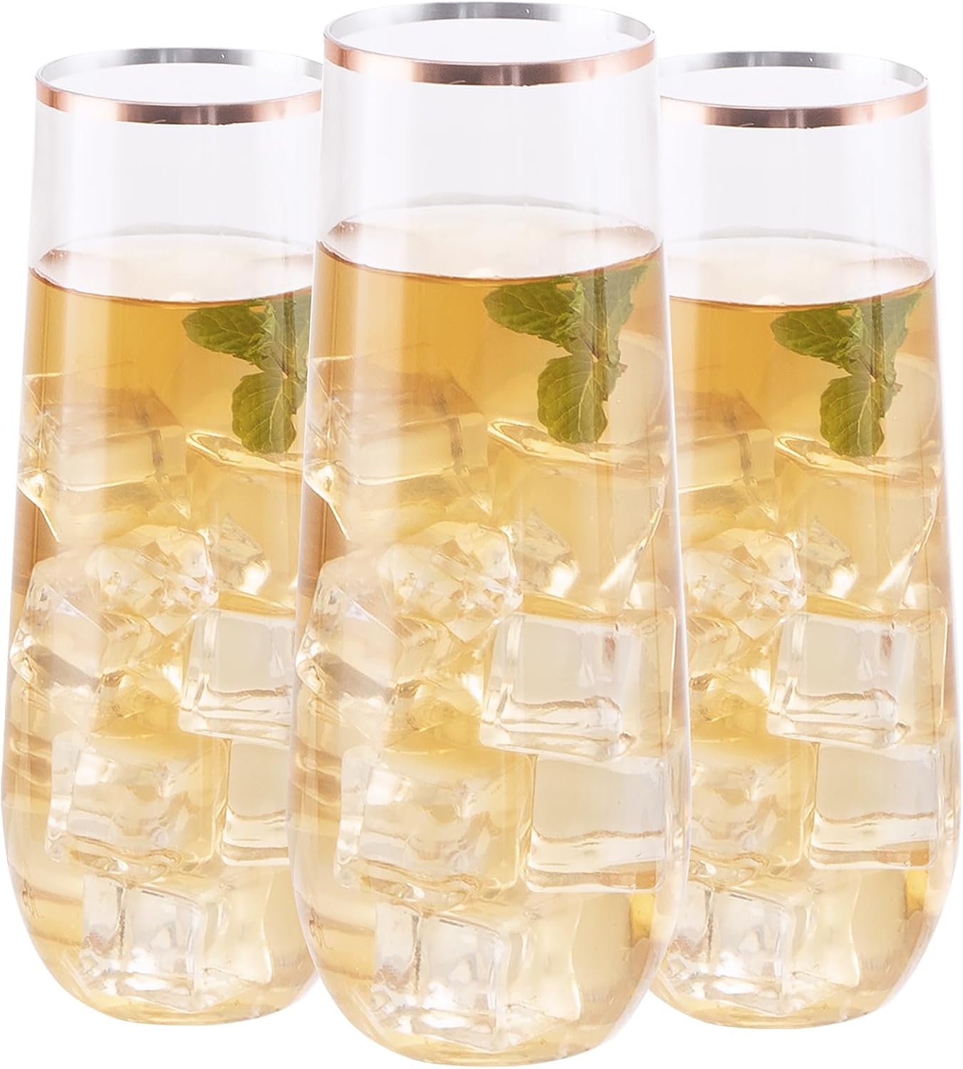 Amazon.com | SUT 36 PCS Stemless Plastic Champagne Flutes, 9 Oz Rose ...