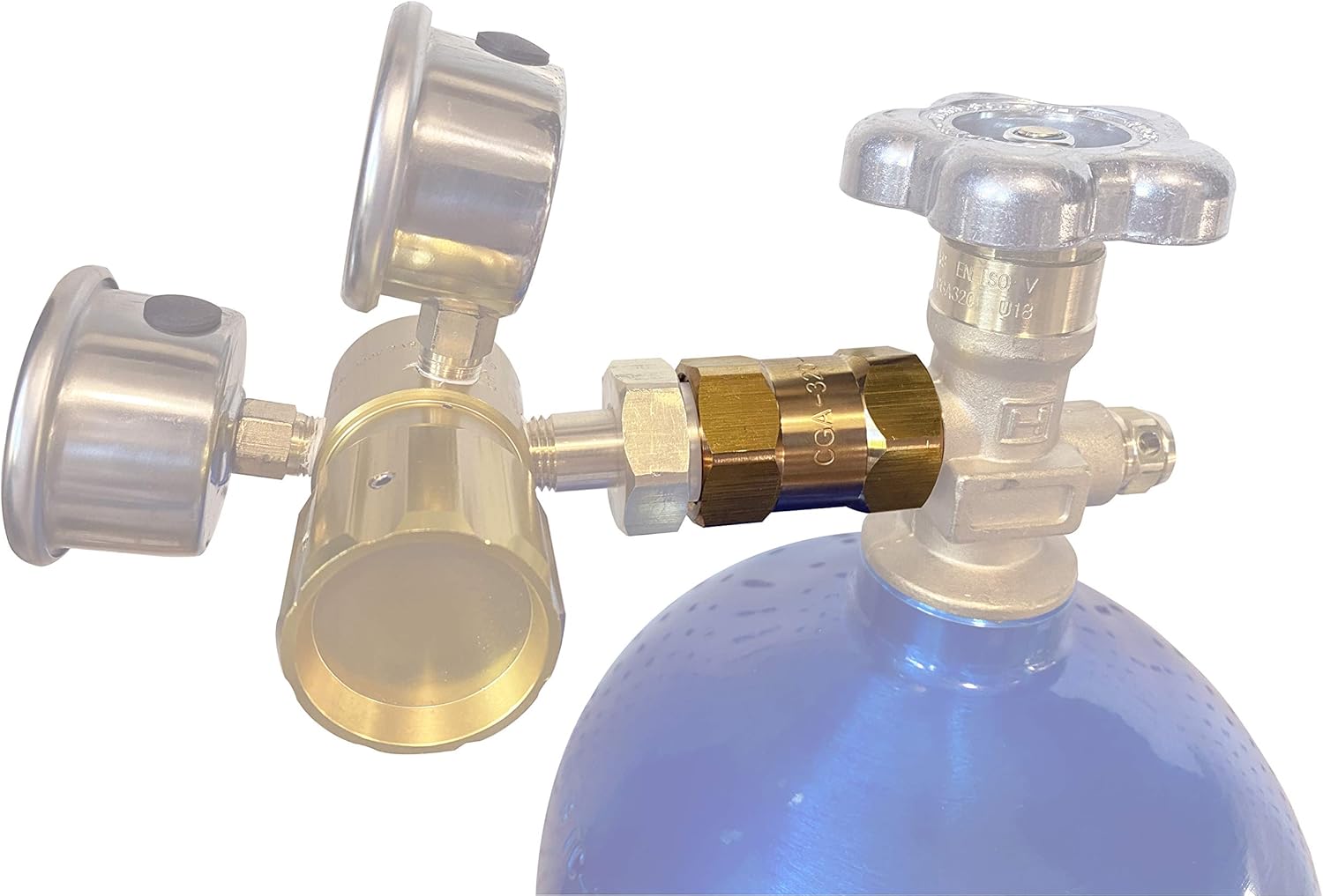 Amazon.com: Brass CGA 320 Co2 Tank to CGA 580 Nitrogen Argon Regulator ...