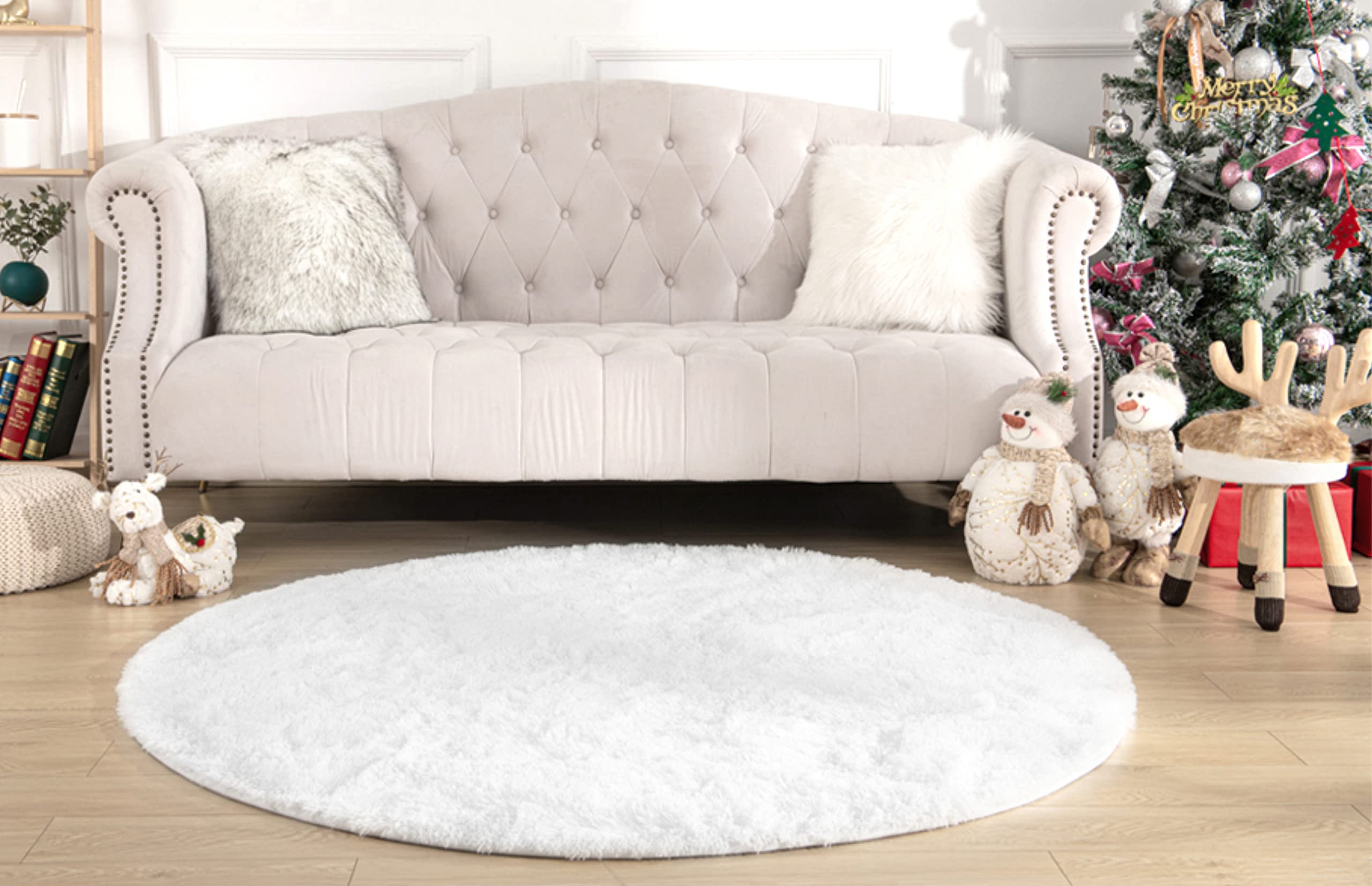 Amazon.com: KIXINWA White Round Rug, 5X5 Feet Fluffy Circle Area Rug ...