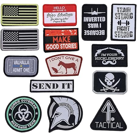 Amazon.com: YLY Tactical Morale Embroidery Patches - 20pcs Embroidered Military Funny Word Hook ...