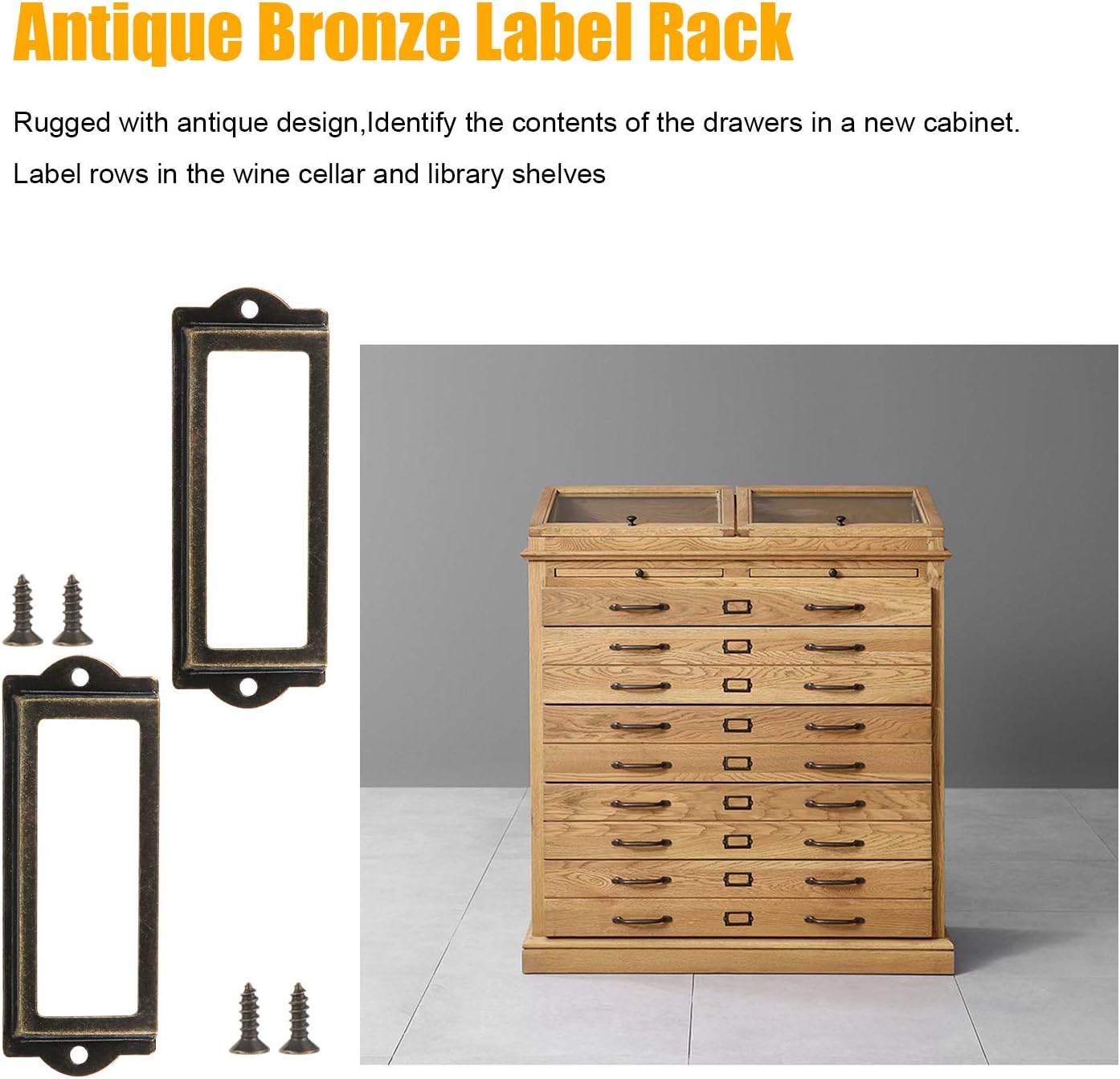 TsunNee 30PCS Vintage Metal Label Holders, Drawer Pull Decorative Label ...