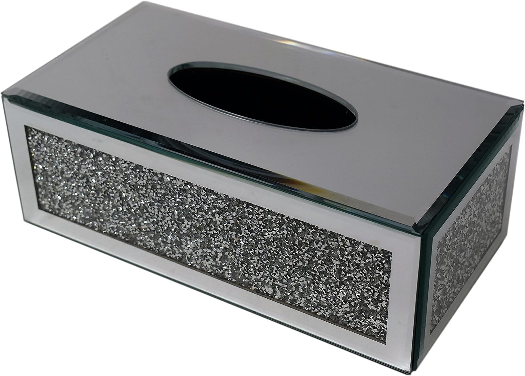 BTSKY Mirrored Glass Rectangular Tissue Box With Crystal Crushed ...