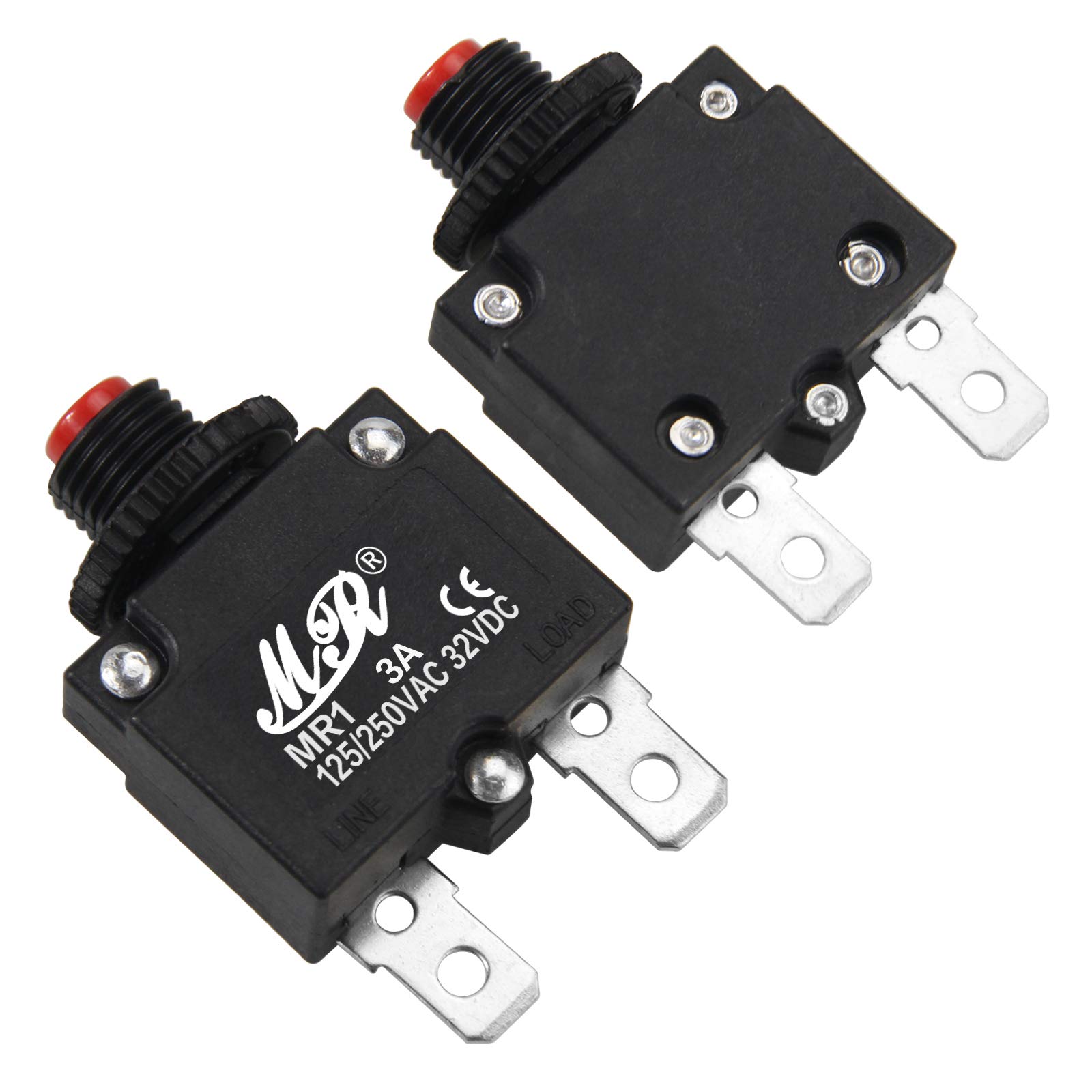 Snapklik.com : 3 Amps Thermal Circuit Breakers 125/250V AC 32V DC Push ...