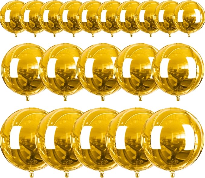 Amazon.com: PartyWoo Metallic Gold Foil Balloons 20pcs Different Sizes ...