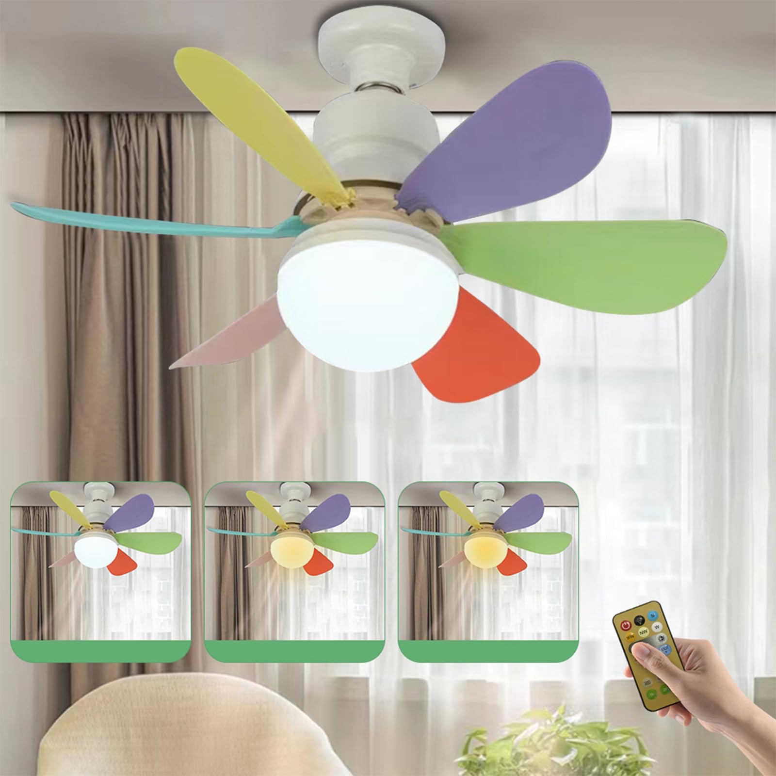Aychingye Ceiling Fan Light, E26/27 Socket Detachable Fan Blades Big ...
