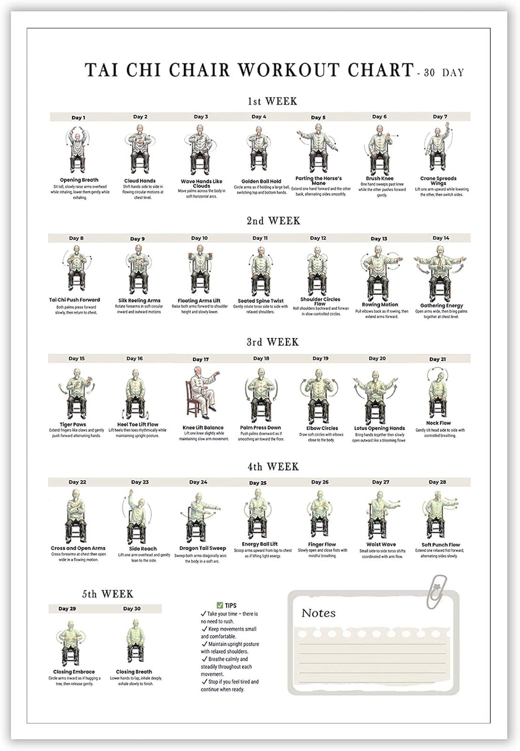 Amazon.com: Unframed Trendy Tai Chi Chair Workout Chart Canvas Posters ...