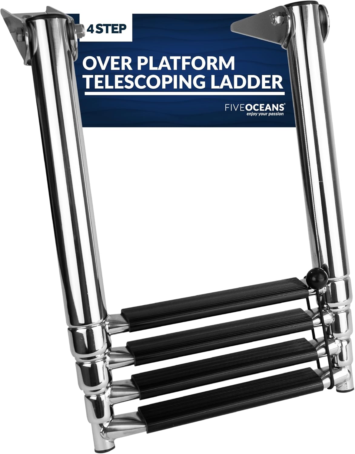 Amazon.com: Five Oceans 4 Step Boat Ladder, Over Platform Telescoping ...