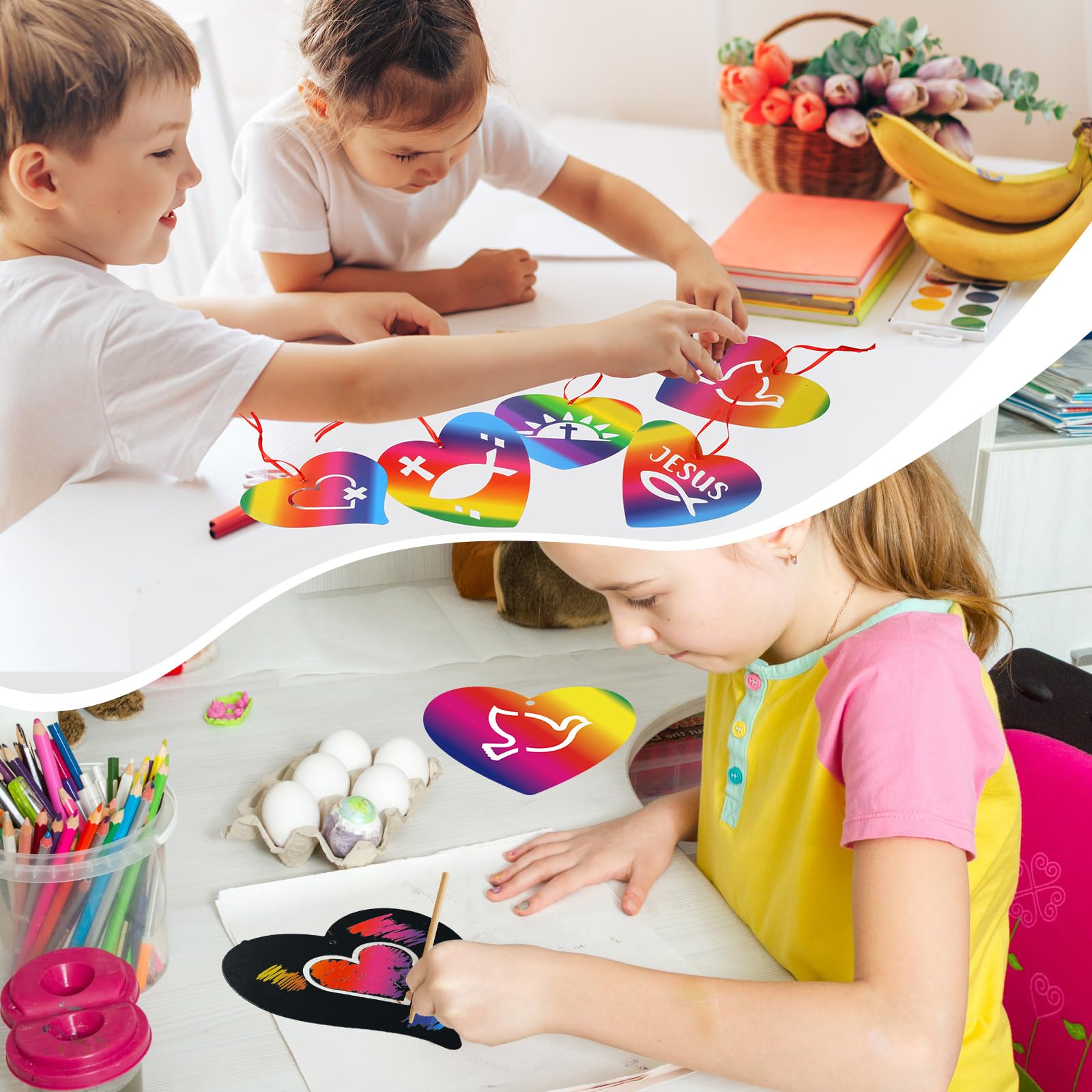 Snapklik.com : 36 Pcs Easter Cross Scratch Crafts Bulk Of Rainbow ...