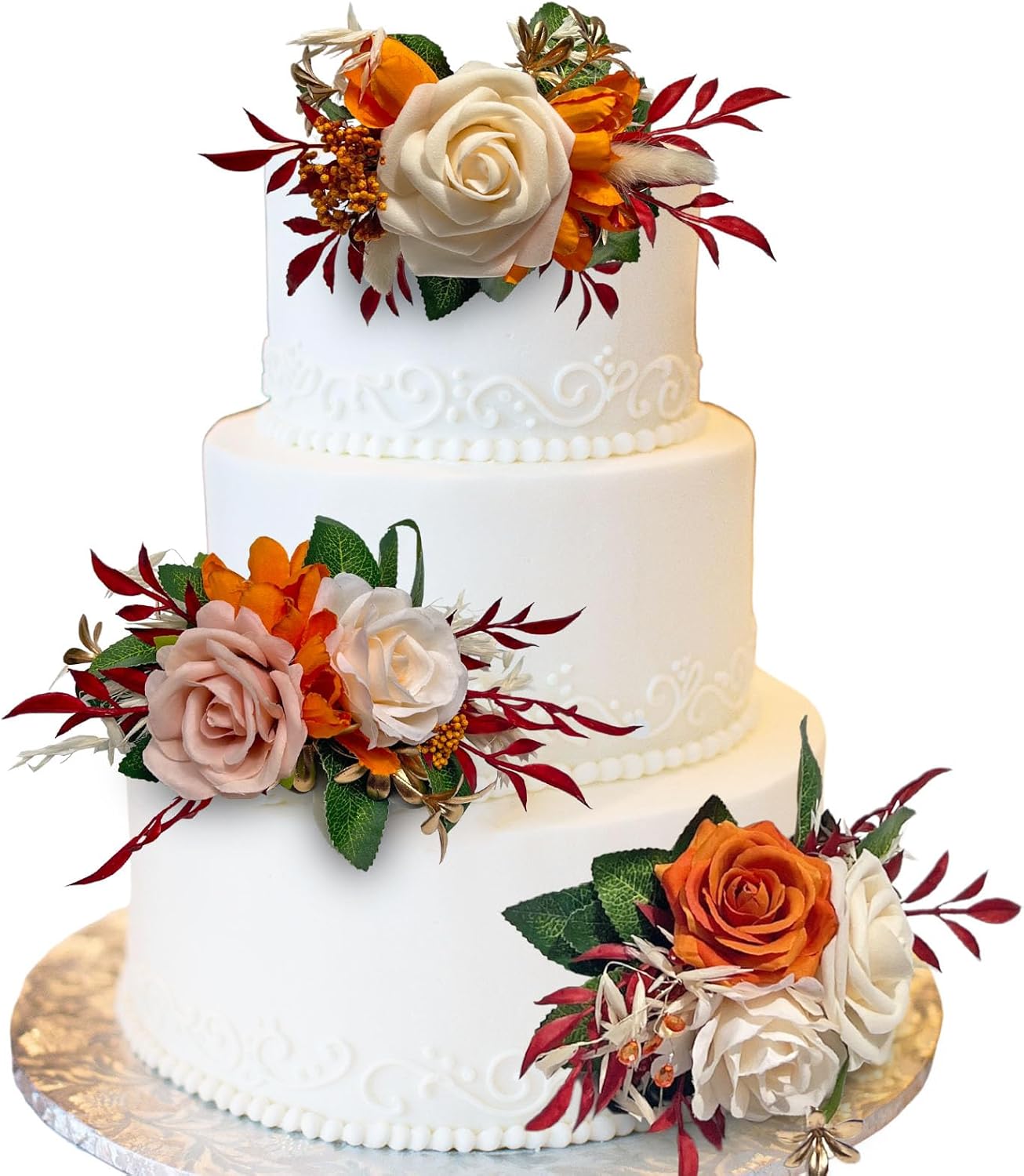 Amazon.com: CherishedMoments 3Pcs Cake Topper Set, Artificial Flowers ...