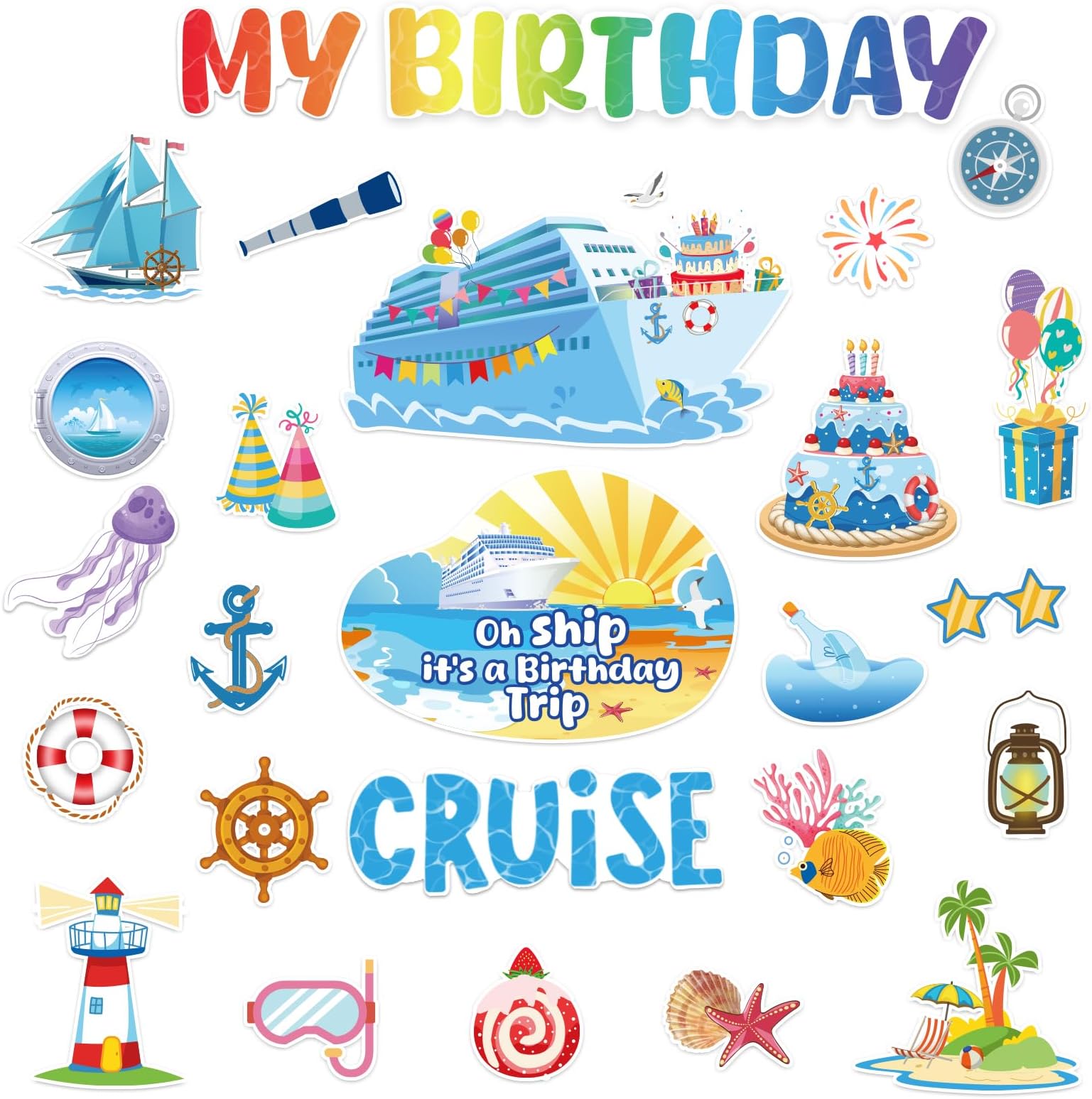 Amazon.com: Leumoi 27 Pcs Birthday Cruise Door Magnets Decorations ...