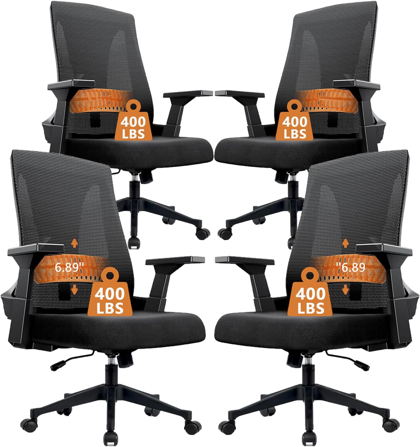 Amazon.com: CLATINA 400lbs Big and Tall Office Chair Heavy Duty Mesh Ergonomic Computer Chairs ...