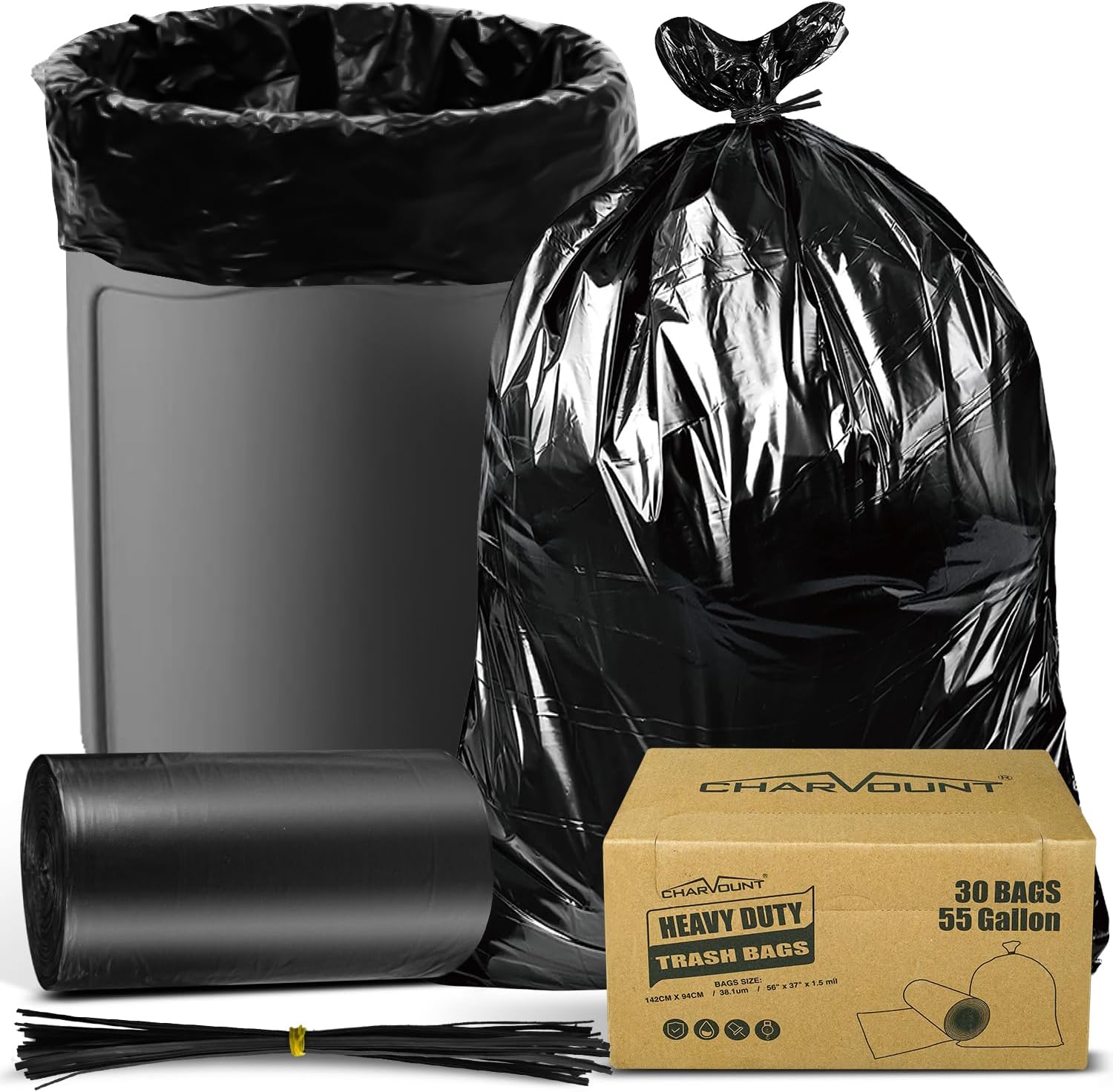 Amazon.com: ToughBag 55 Gallon Trash Bags, 55-60 Gallon Trash Bags ...