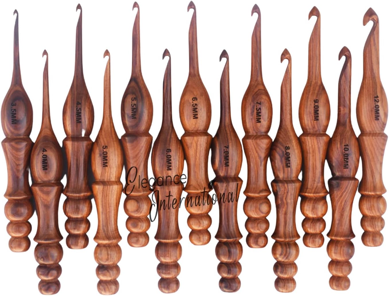 Amazon.com: Wooden Crochet Hooks Set of 13-3.5mm to 12mm - Rosewood ...