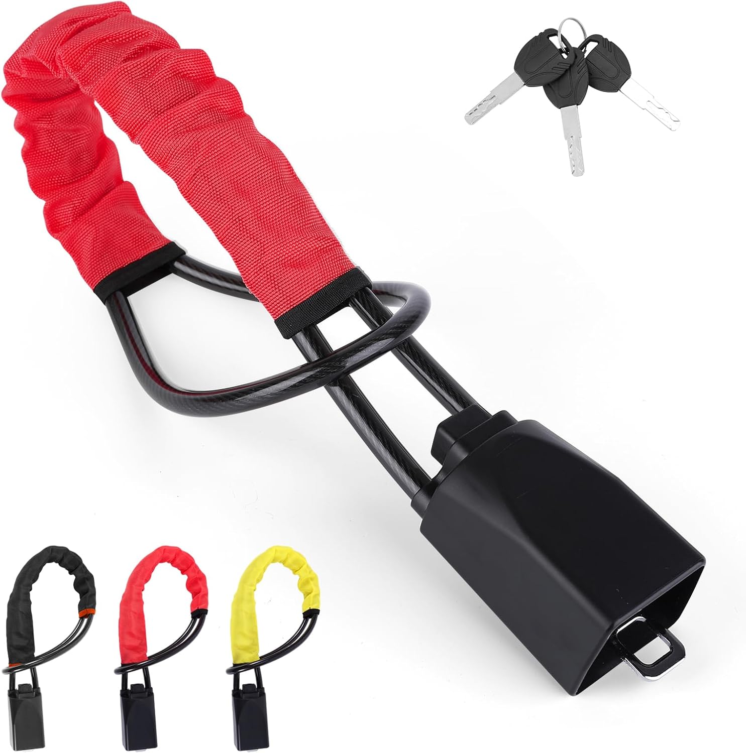 Universal Car Steering Wheel Lock Anti-Theft Device Red with 3 Keys ...