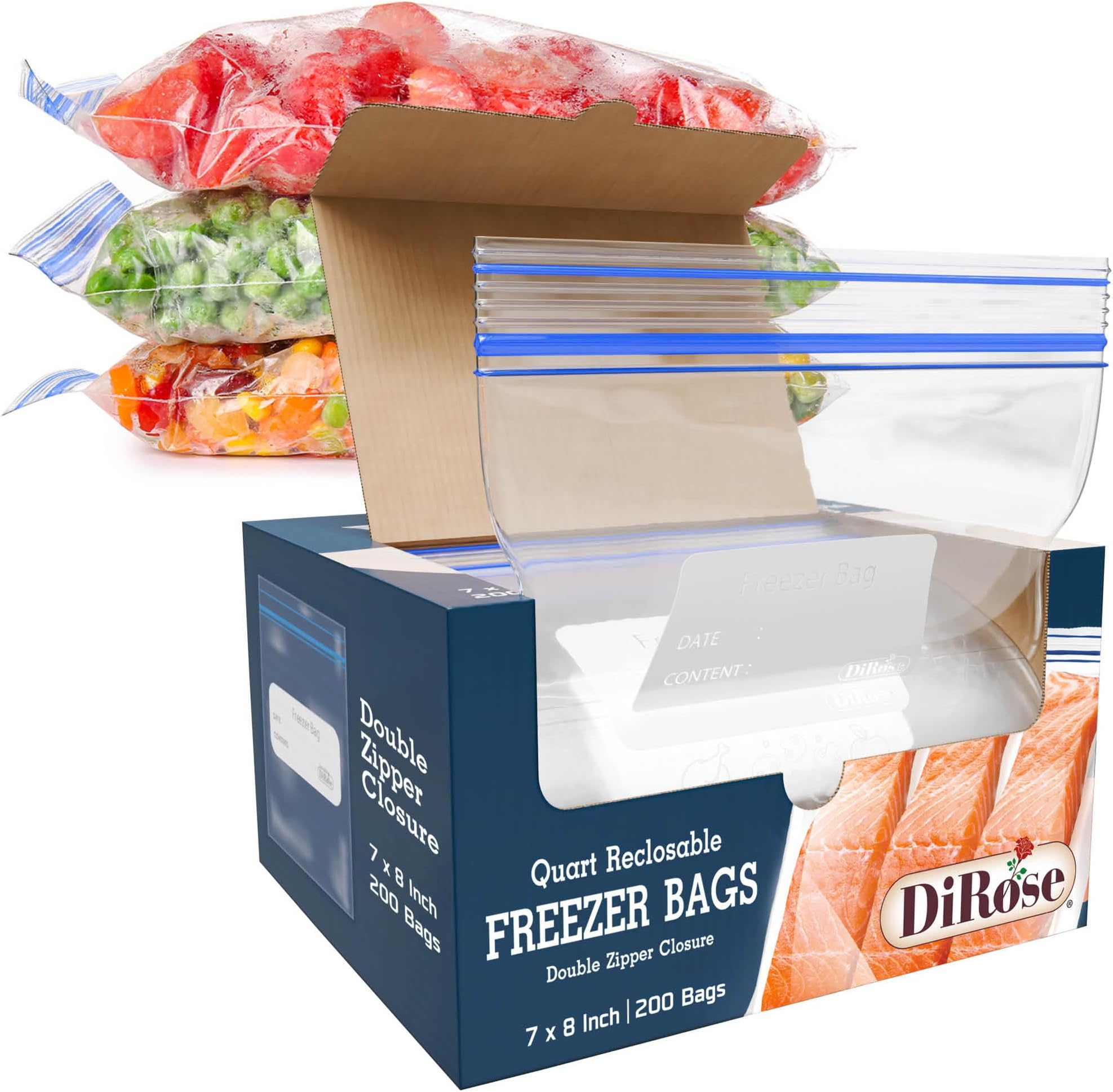 Amazon.com: Ziploc 696187 Double Zipper Freezer Bags, 1qt, 2.7mil, 7 x ...