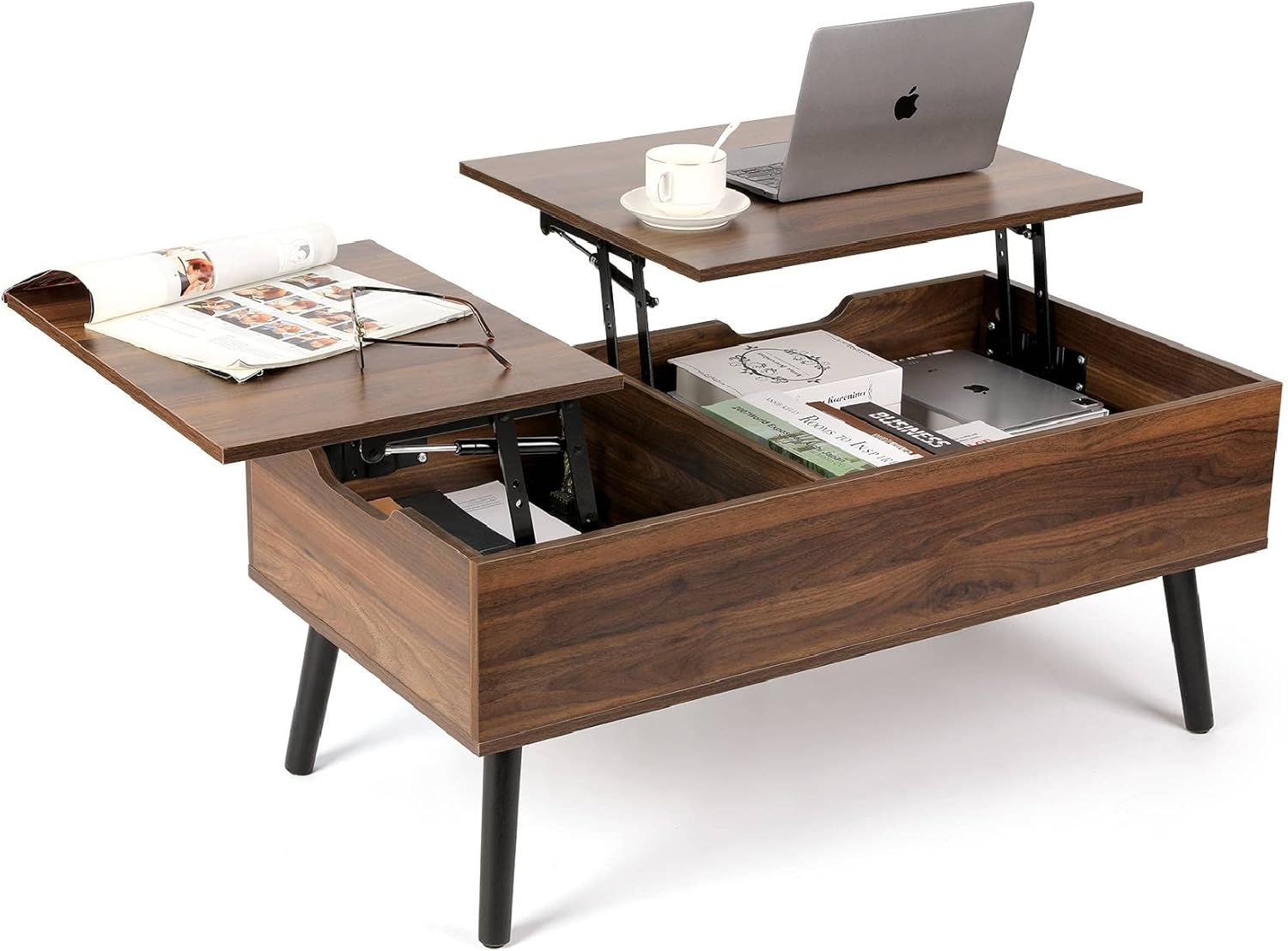 VOWNER Coffee Table, Height-Adjustable Coffee Table, Pull-Out Coffee ...