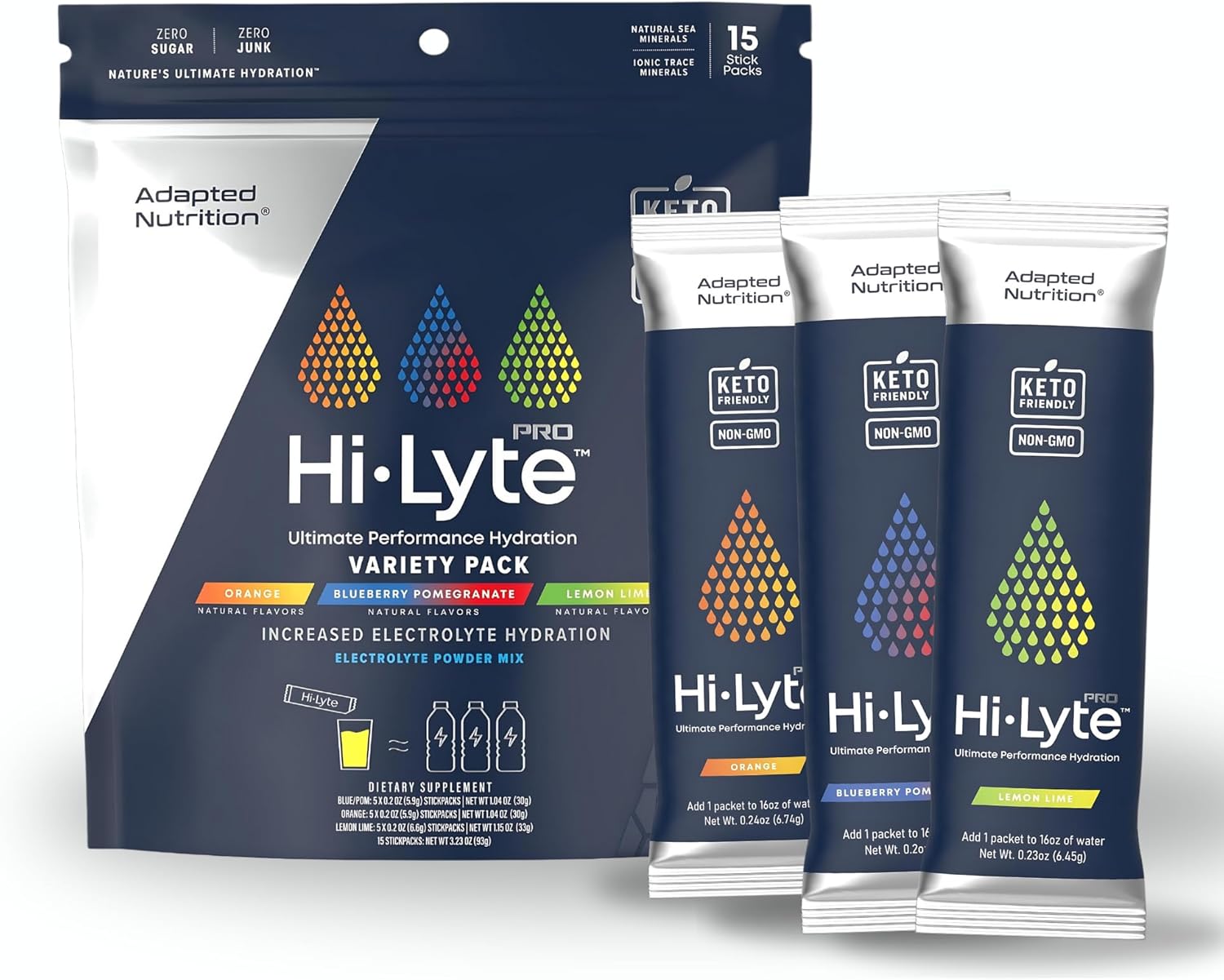 Amazon.com: Adapted Nutrition Hi-Lyte Pro Hydration Packets - 15 ...