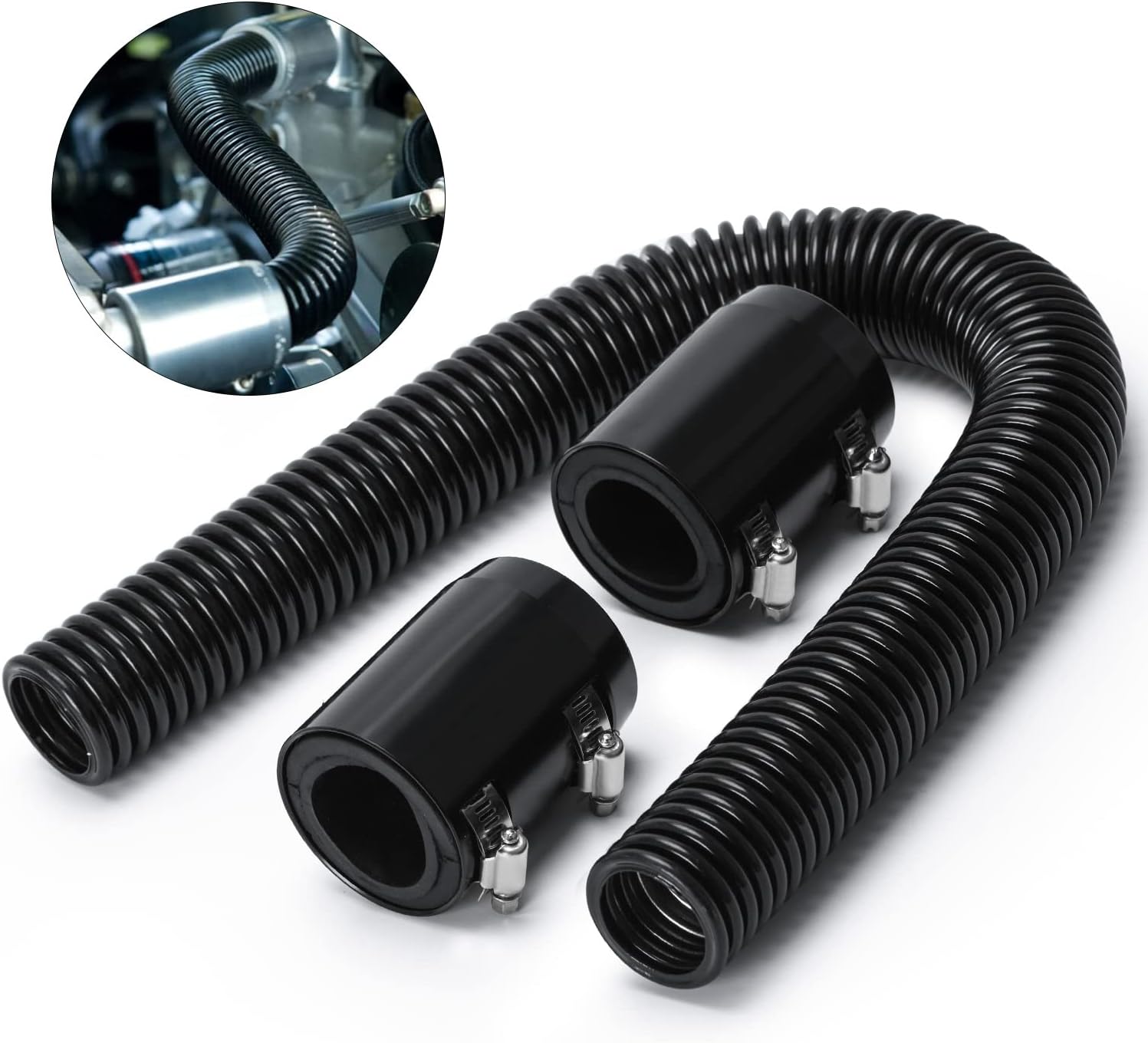 Amazon.com: 48" Black Stainless Steel Radiator Flexible Coolant Hose ...