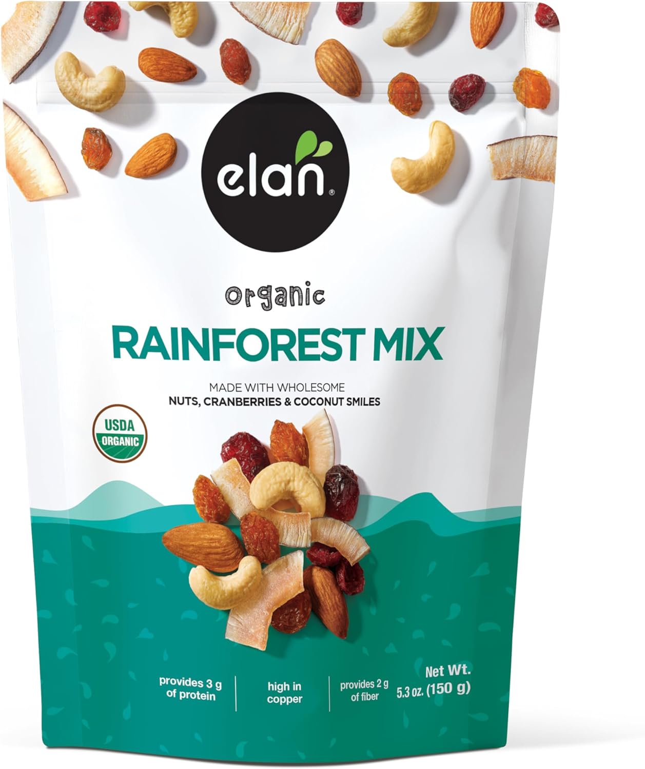 ELAN Organic Rainforest Mix, Raisins, Cashews, Coconut, Cranberries ...