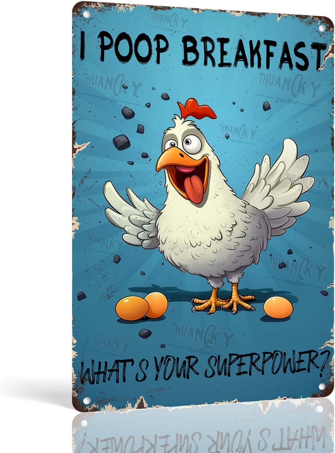Amazon.com: I Poop Breakfast Whats Your Superpower Funny Chicken Sign ...