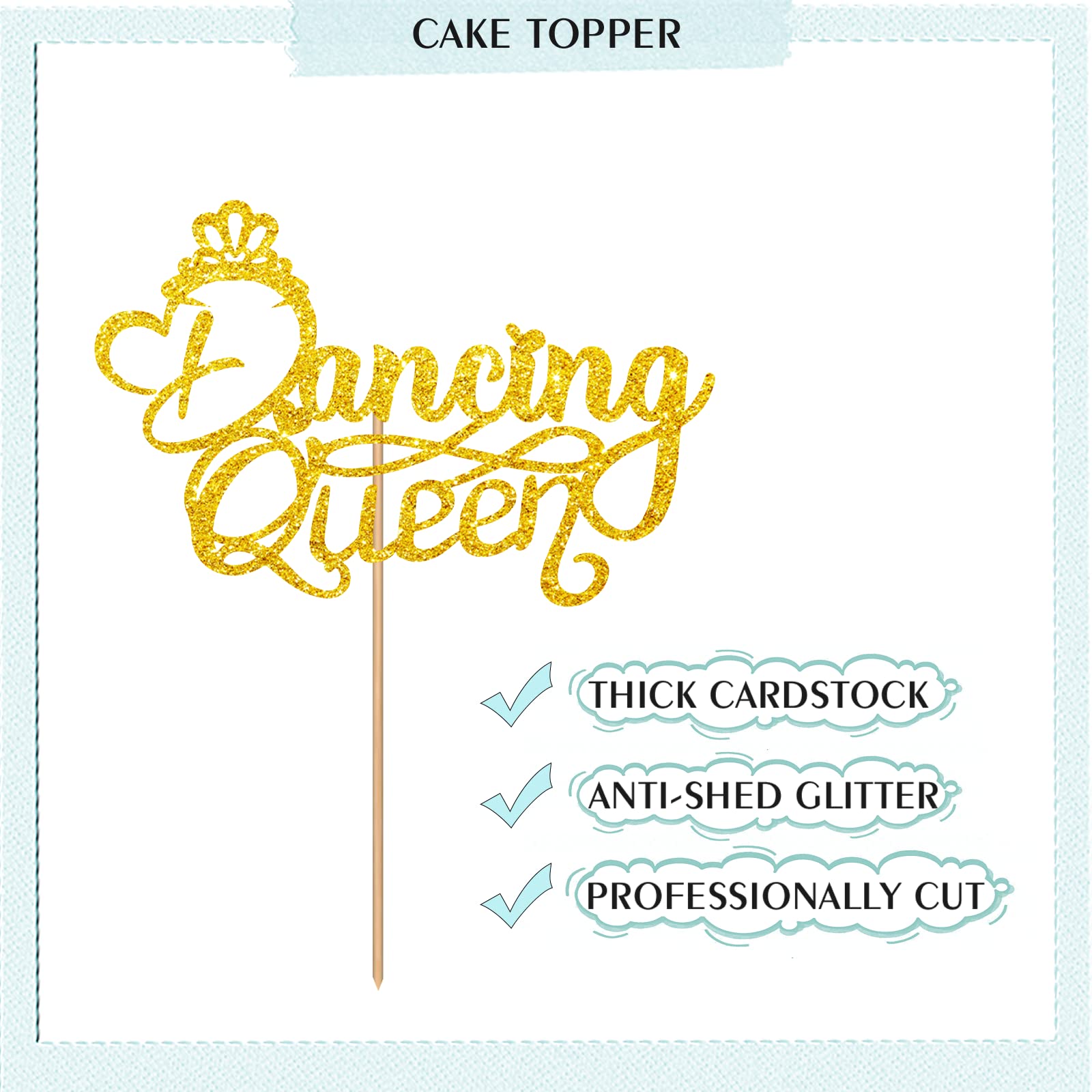 Snapklik.com : Gold Dancing Queen Cake Topper, Theme Birthday Cake ...