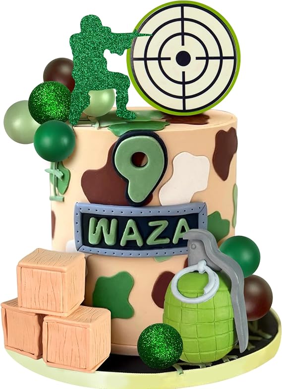 Amazon.com: 12 PCS Camo Cake Toppers Camouflage Cake Decorations Army ...