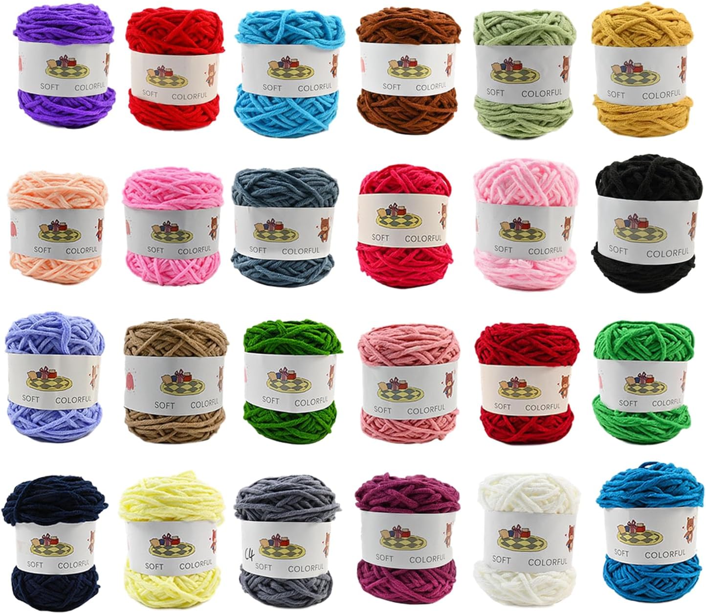 Amazon.com: Yoquare 24 Roll x 45g Tufting Yarn - 8-ply Chunky Yarn for ...