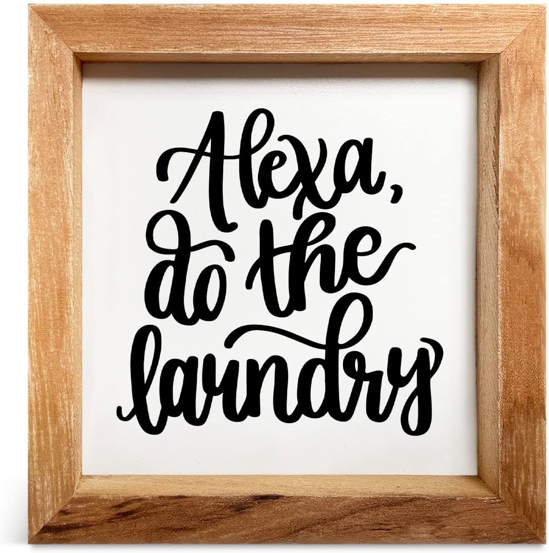Amazon.com: Rustic Style Alexa Do the Laundry Wooden Framed Sign ...