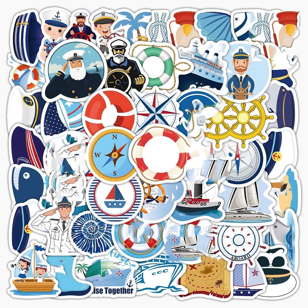 Amazon.com: 100Pcs Nautical Stickers Waterproof Trendy Anchor Sticker ...