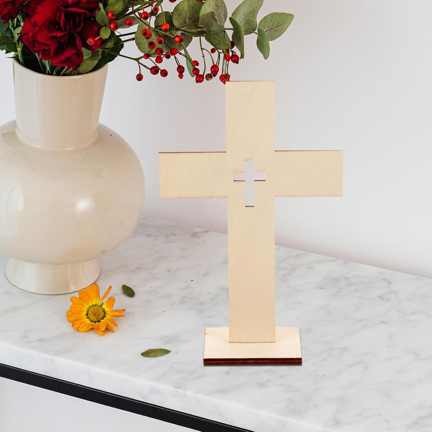 EXCEART 10 piezas de madera de pie con cruz sagrada cruz, letrero de ...