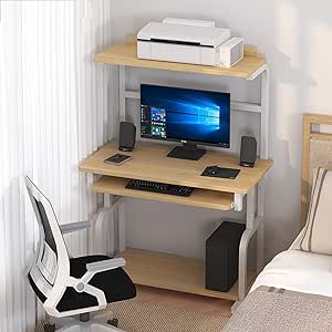 Computer Desk with Keyboard Tray and Printer Shelf,Modern Simple Style ...