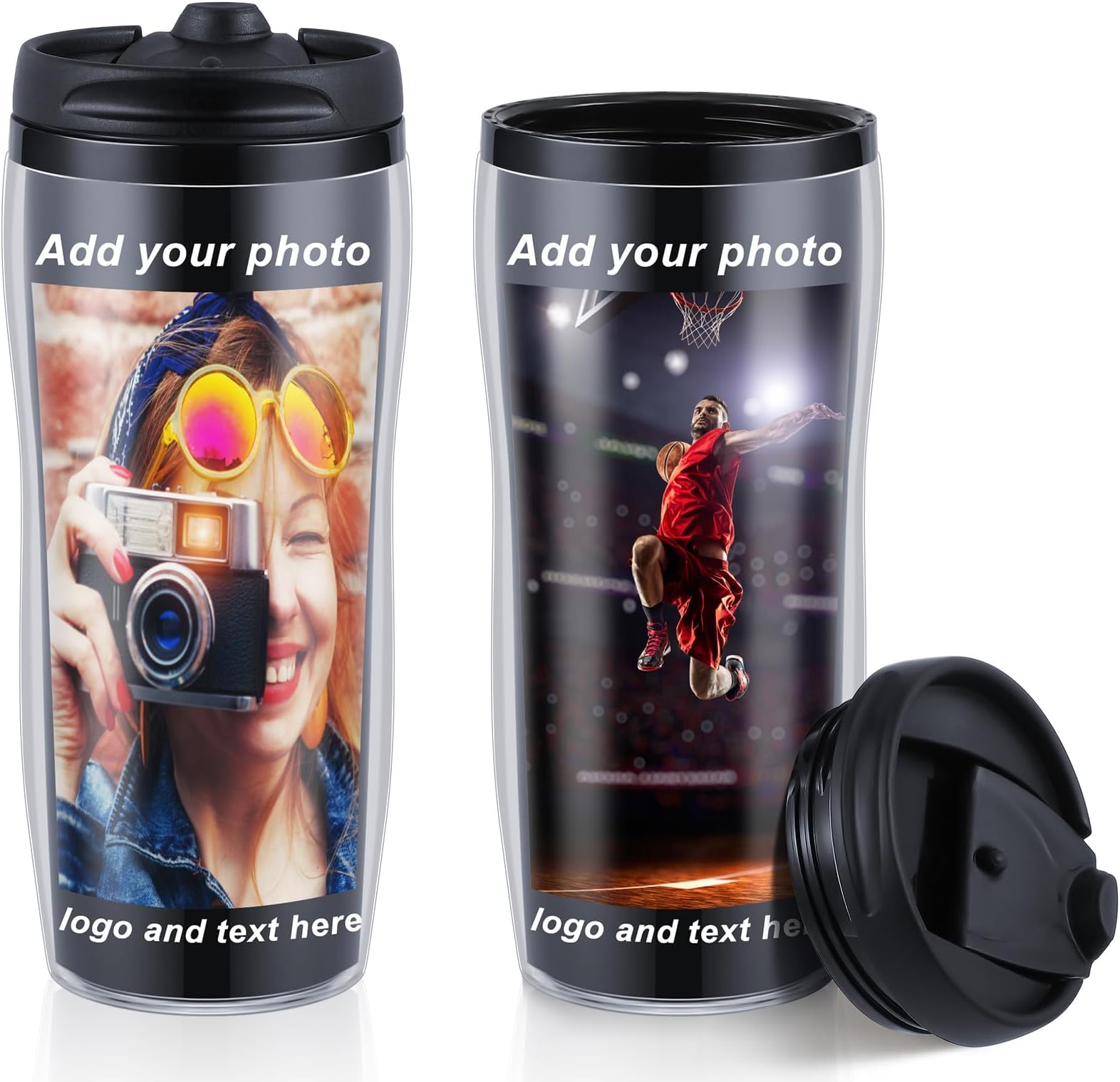 Amazon.com | Lallisa 2 Pcs 14 oz Photo Travel Mug Insert Your Own ...