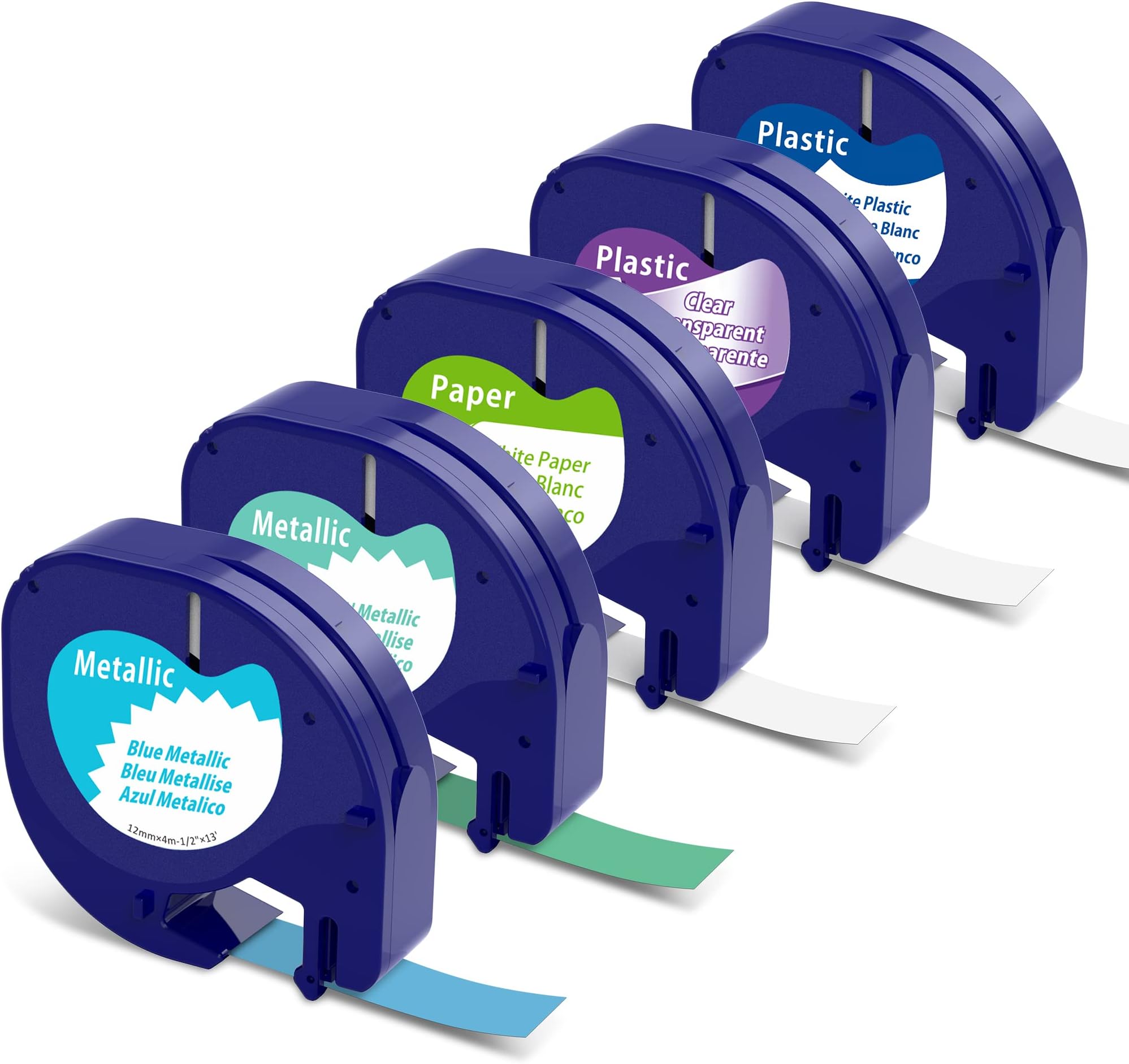 Amazon.com : 5 Pack Colored Label Tape Compatible with Dymo Letratag ...