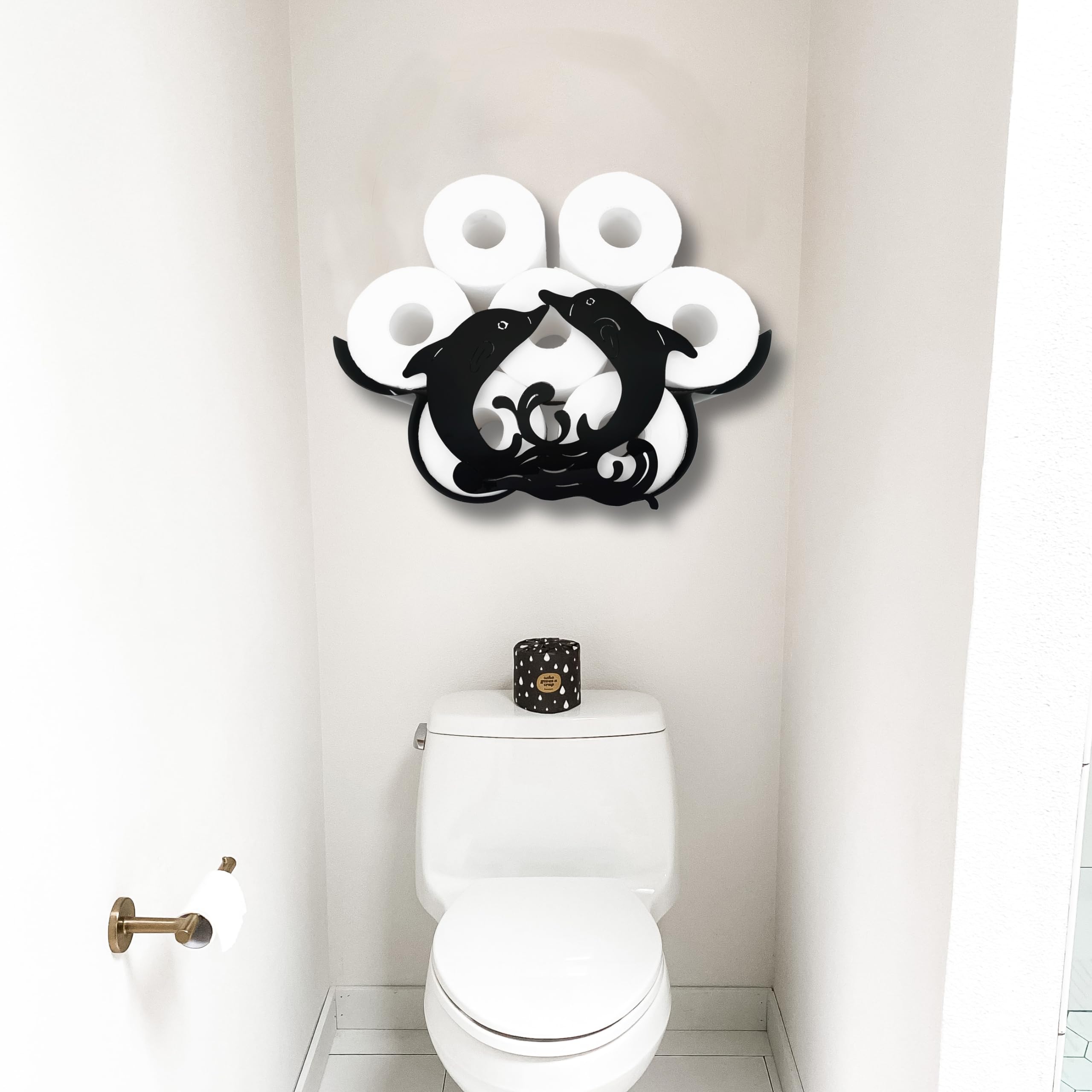 Snapklik.com : Euiroet Dolphin Wall-Mounted Toilet Paper Holder: Stylish Bathroom Storage For 8 ...