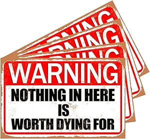 Amazon.com: annekilly 4pack Vintage Warning Nothing in Here is Worth ...