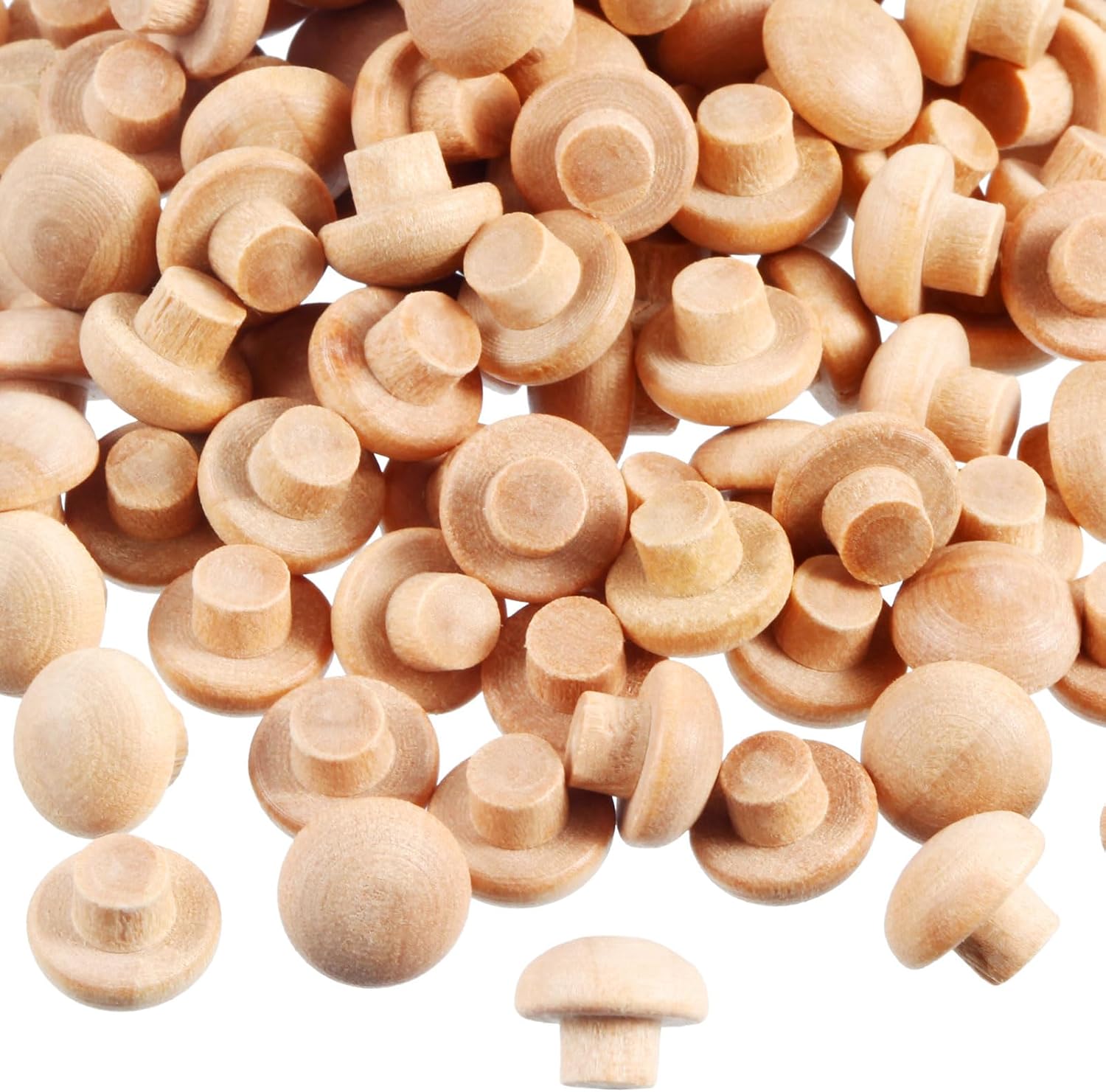 200 Pieces Wood Plugs Screw Hole Plugs Button Screw Plug Wooden Button ...