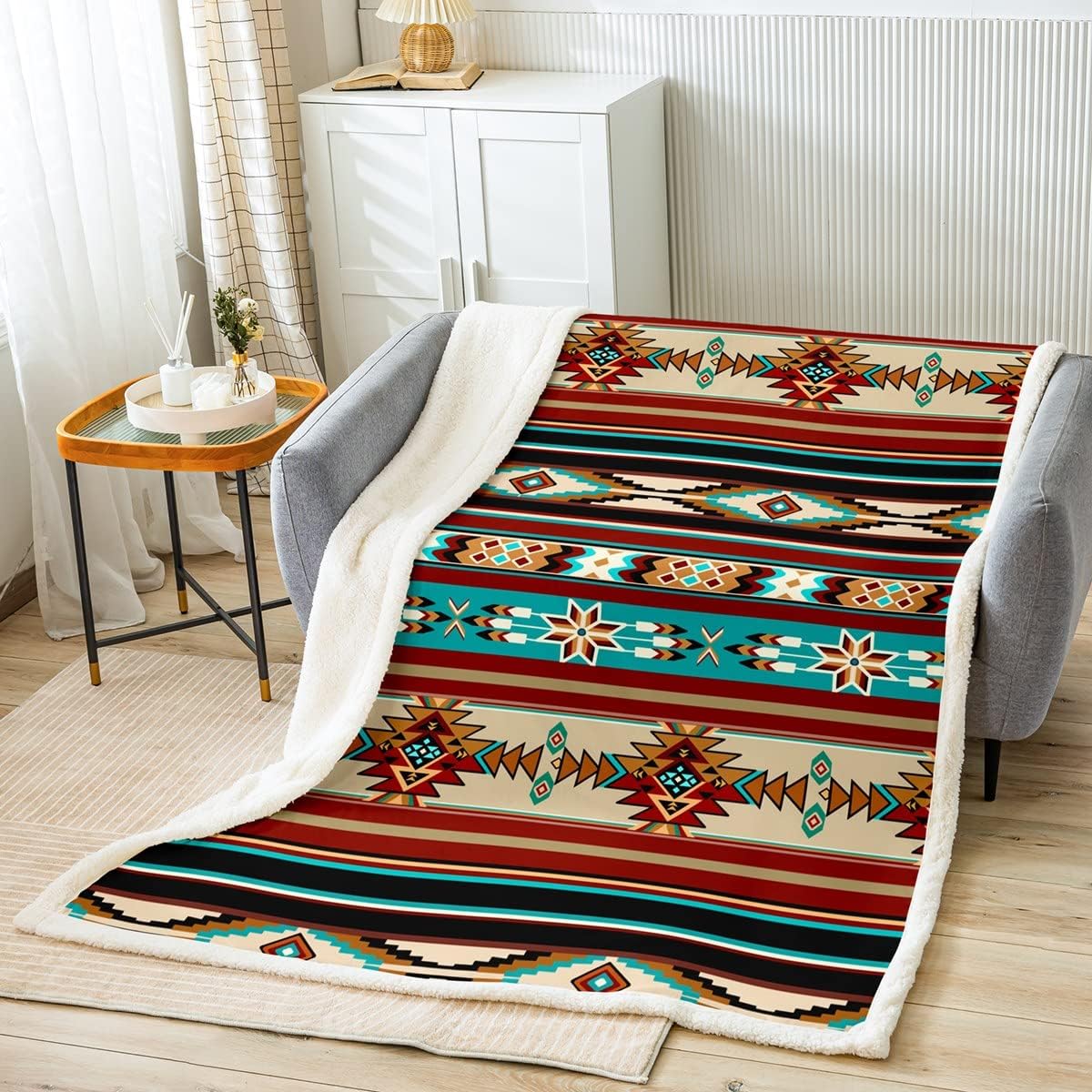 Amazon.com: Western Decor Throw Blanket Aztec Plush Blanket Cowboy ...