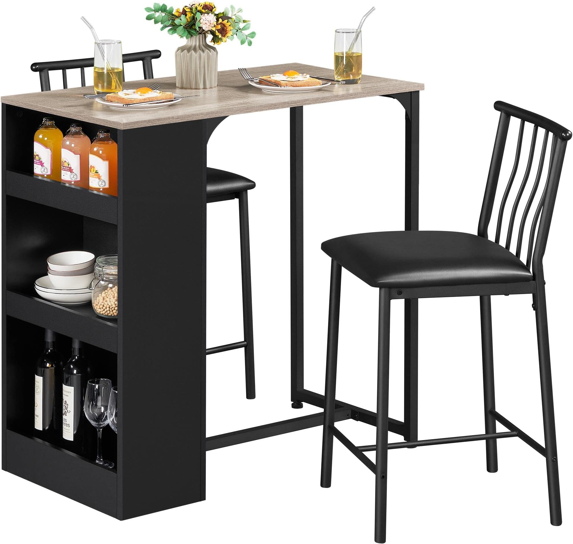 Amazon.com - Shintenchi Kitchen Bar Table and Chairs set of 2, Small ...
