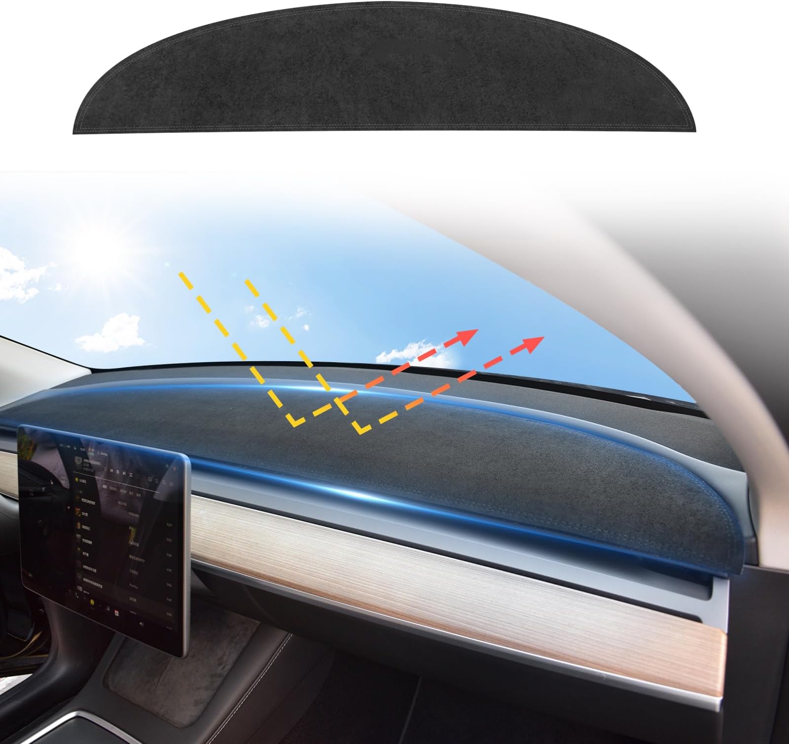 Amazon.com: MOCHENT Leather Dashboard Cover for Tesla Model 3/Y ...